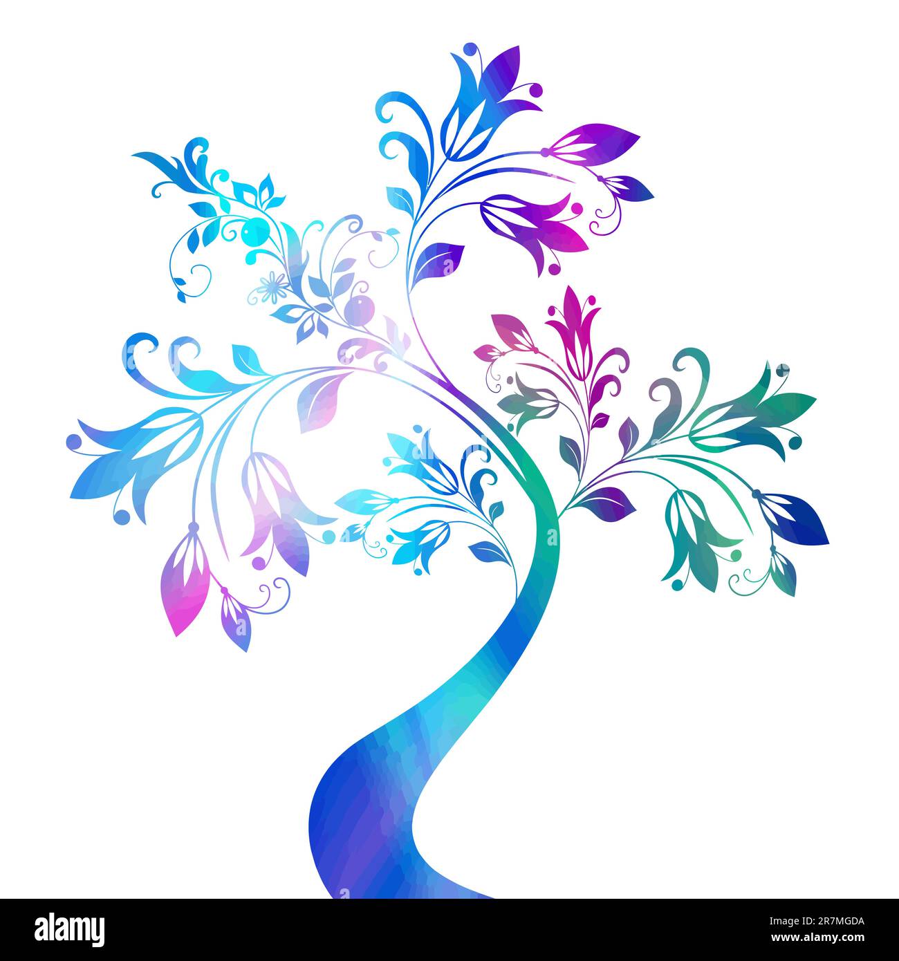 Beautiful abstract art tree and floral on white background Stock Vector ...
