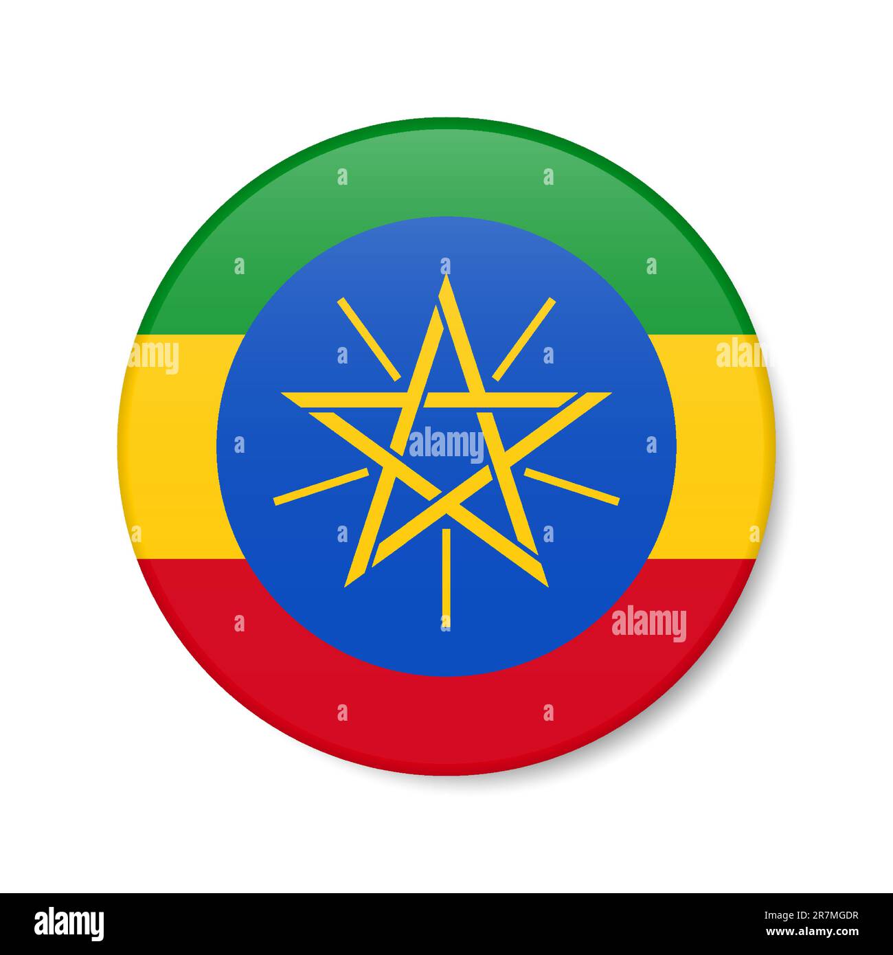 Ethiopia circle button icon. Ethiopian round badge flag with shadow. 3D ...