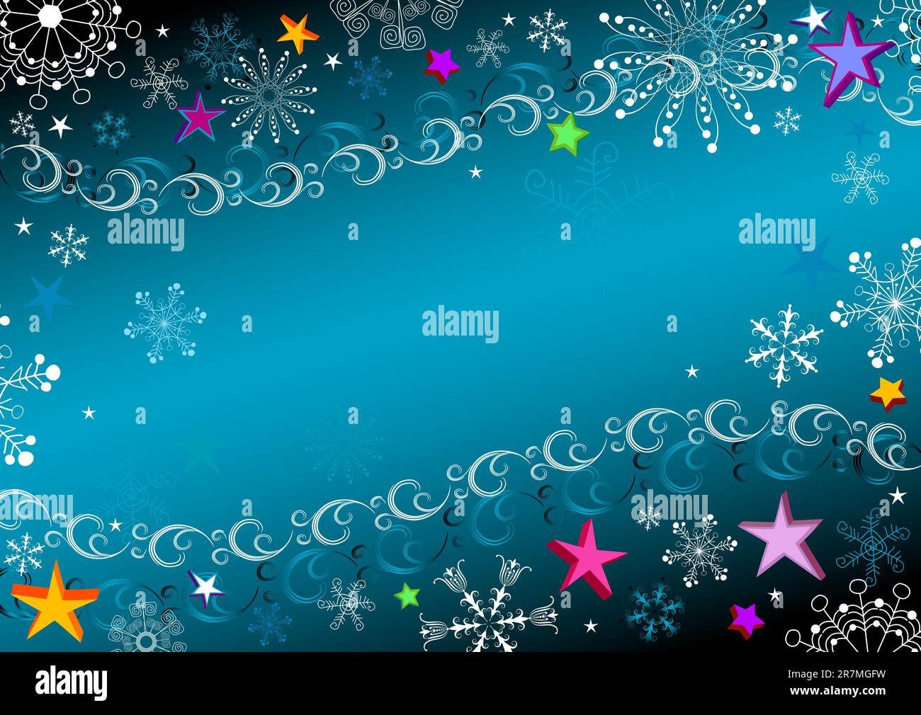 Dark blue Christmas frame with snowflakes and stars (vector Stock ...