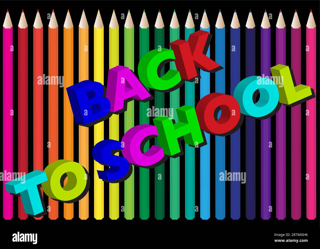 Back to School Background - Multicolor Crayons and Sign on Black ...