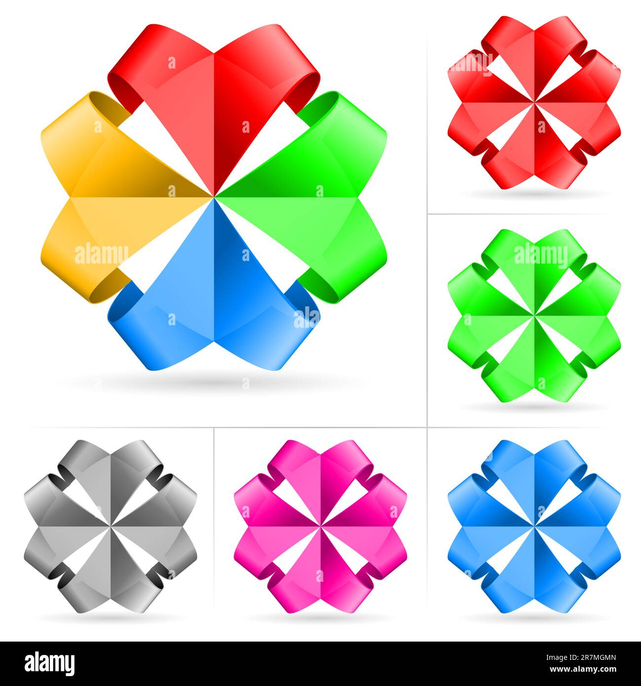 Set of ribbon number seven on a white background for design Stock ...