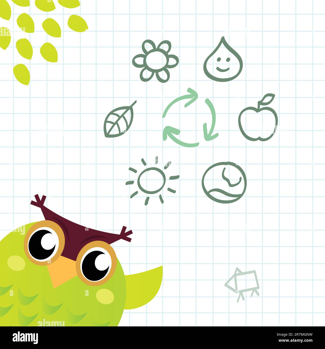 Wise smart Owl Teacher teaching Ecology. Vector cartoon Illustration ...