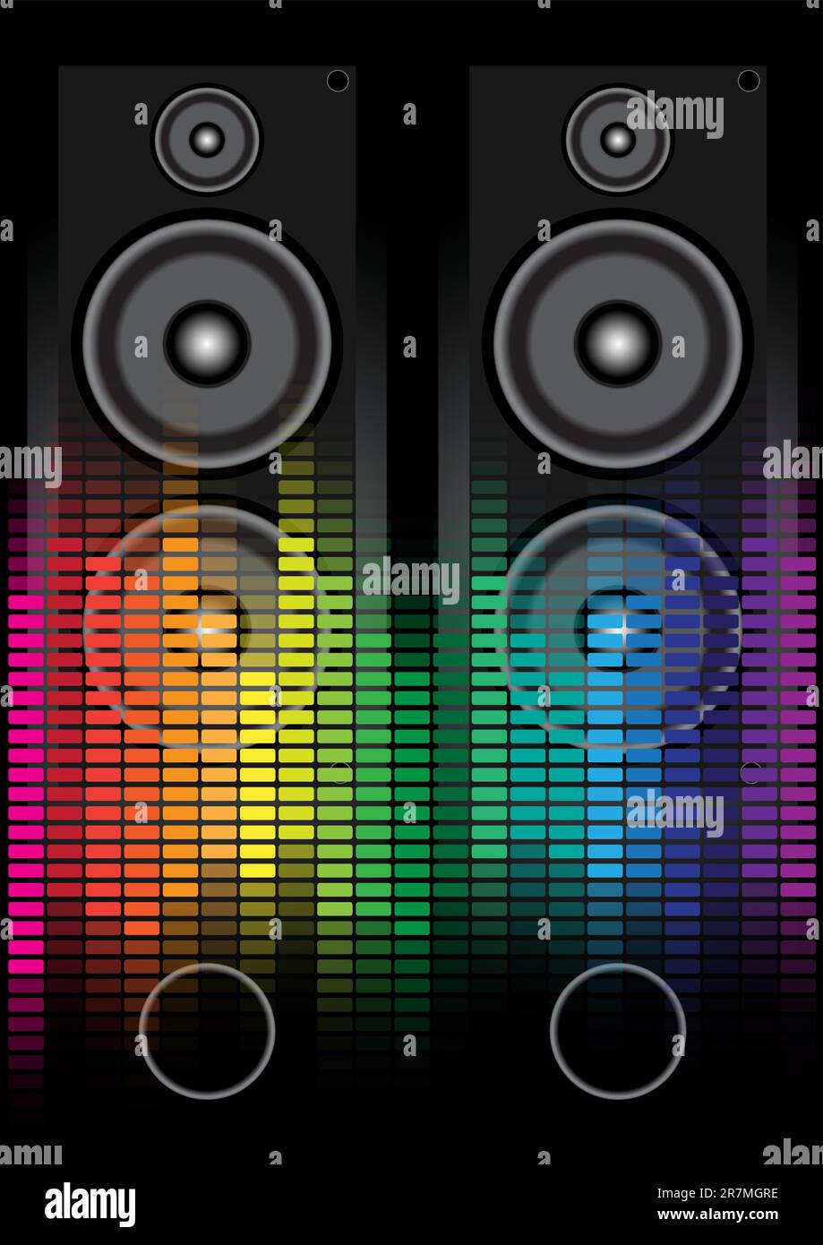 Party Background - Loudspeaker and Multicolor Equalizer on Black ...