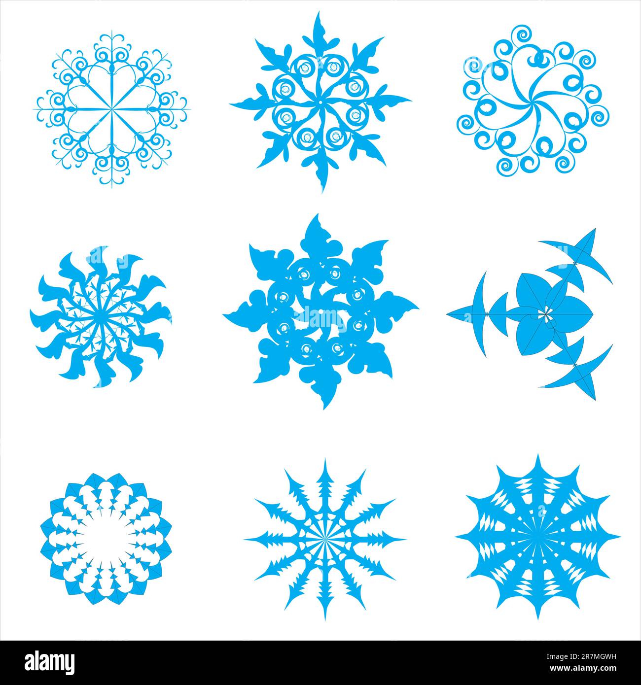 blue christmas snowflakes isolated on white background Stock Vector ...