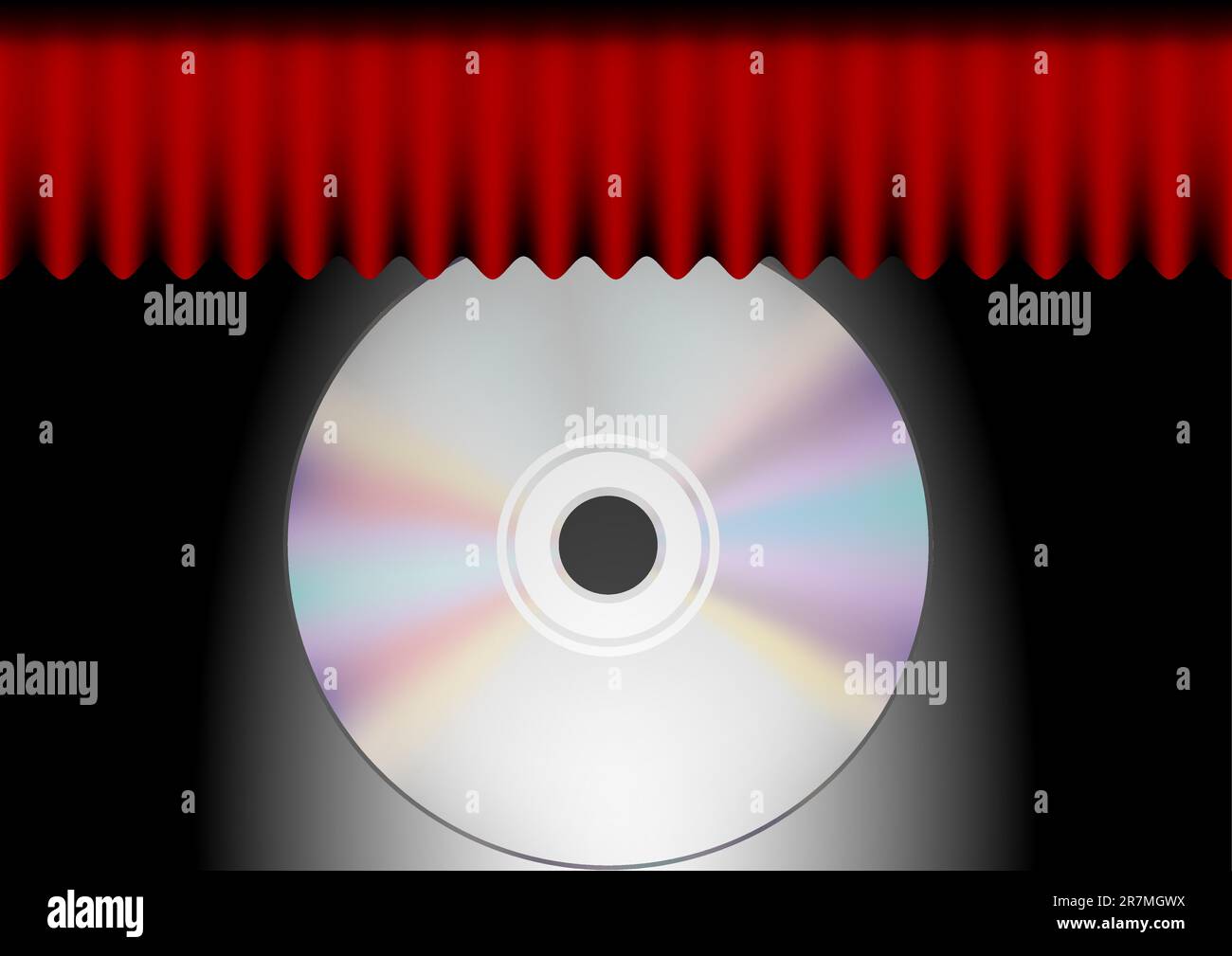 Illustration - Compact Disc, Red Curtain and Light Beam Stock Vector ...
