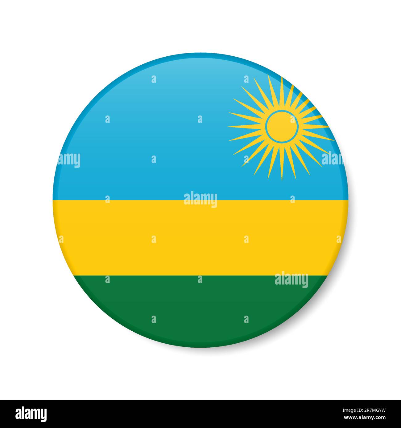Rwanda circle button icon. Rwandan round badge flag with shadow. 3D ...