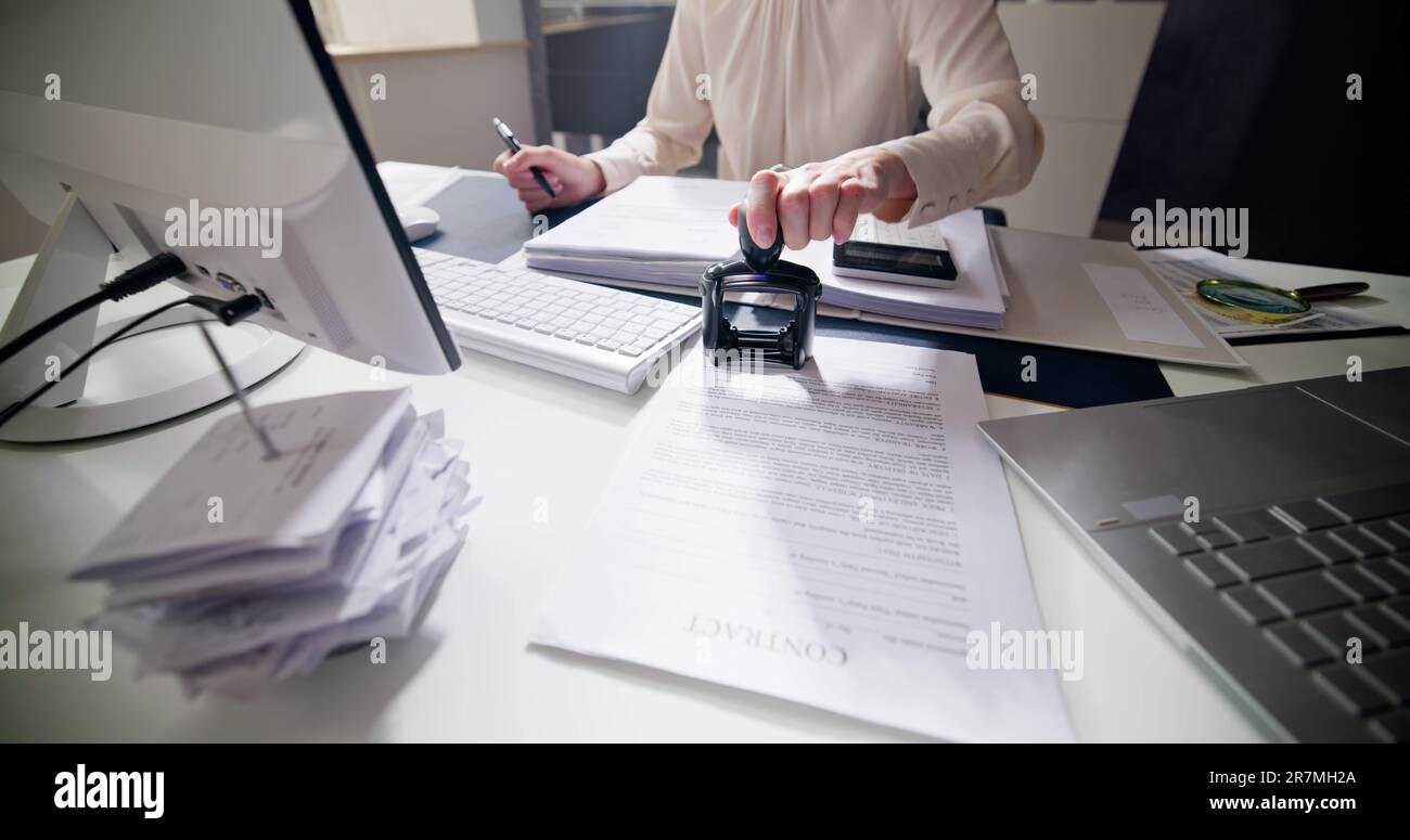 Public Notary Contract Document Stamp In Office Stock Photo - Alamy
