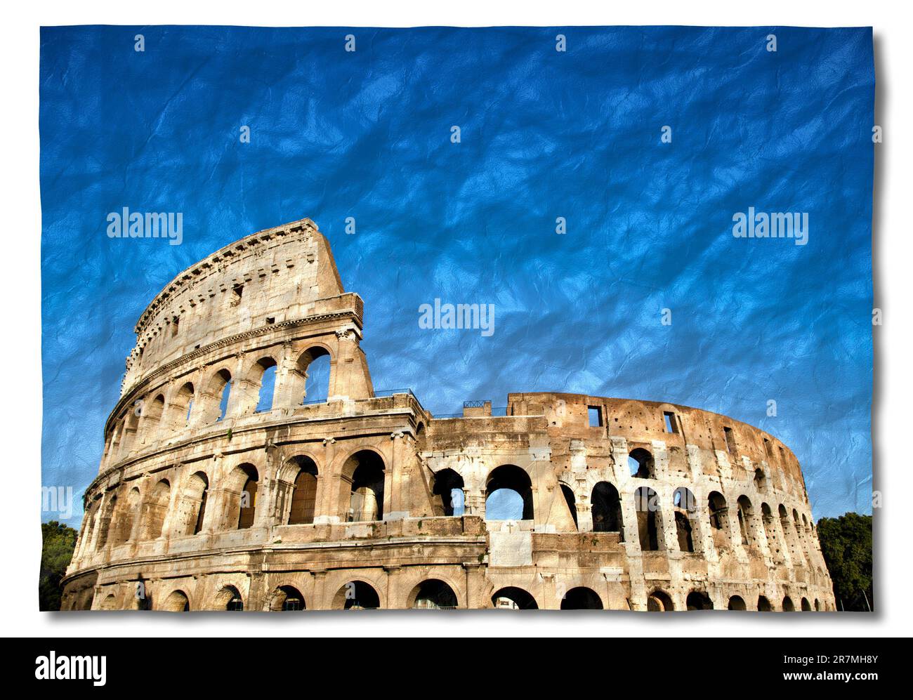Italy, Rome - Roman Colosseum with blue sky, the most famus Italian ...