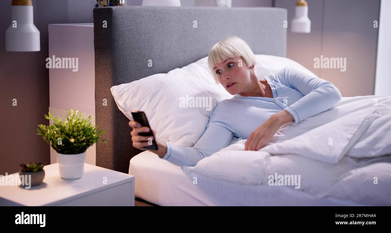 Woman Waking Up Too Late In Panic. Overslept And Late To Work Stock ...