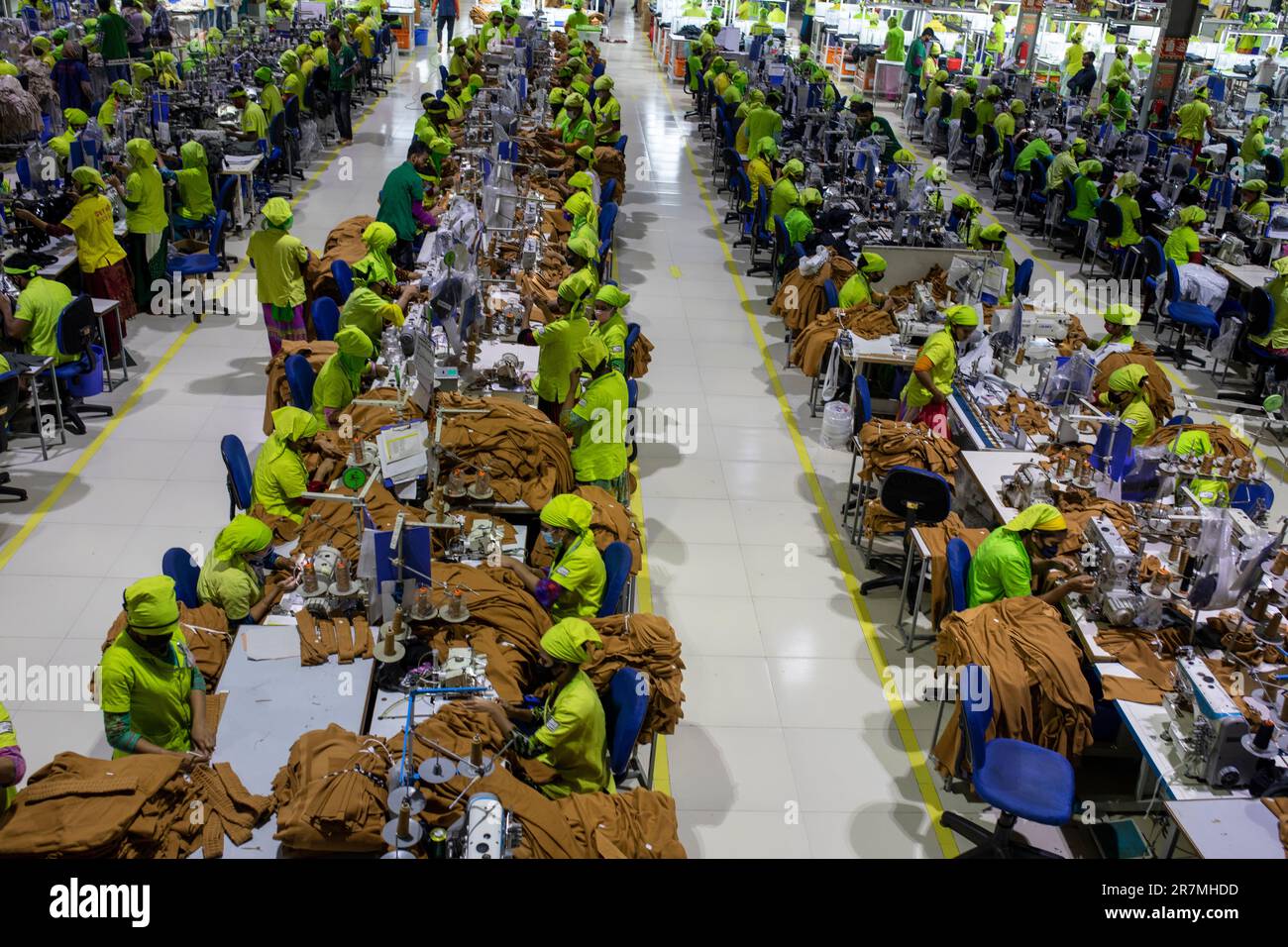 Ready-made garments (RMG) workers working in a LEED Certified Green Garment factory at Adamjee ...