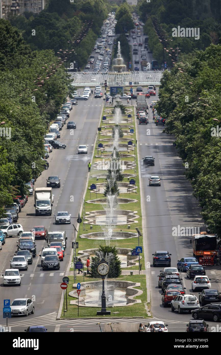 Bucharest, Romania - June 14, 2023: Overview of Bucharest (Piata Unirii ...