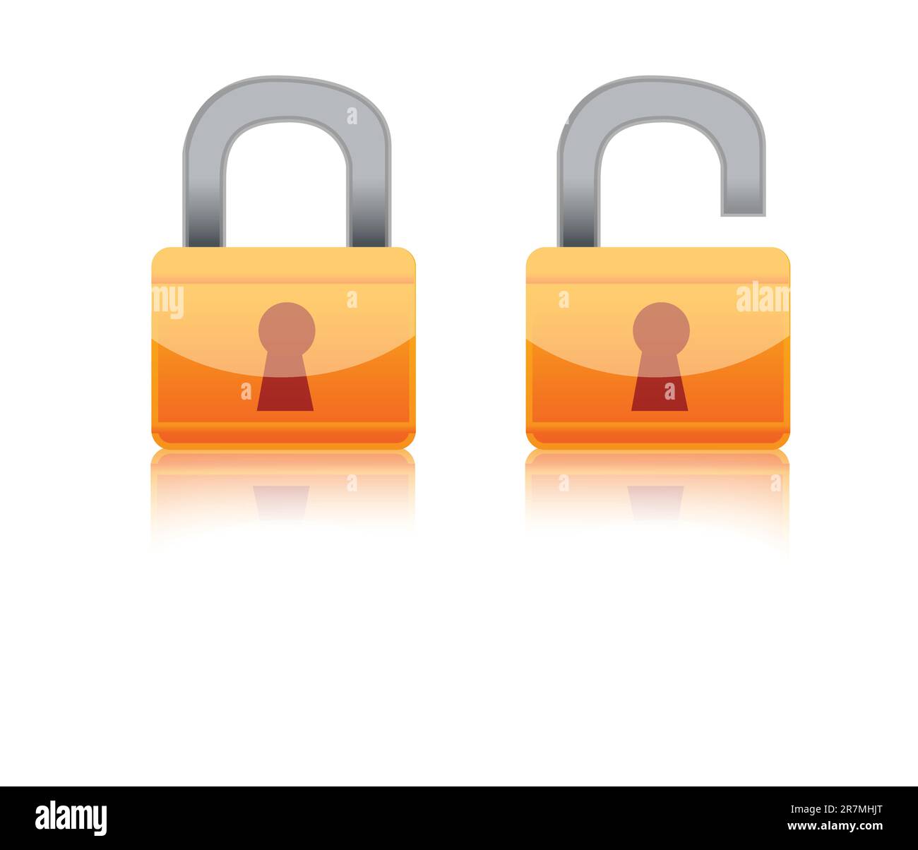 Illustration of to different locks isolated over a white background one ...