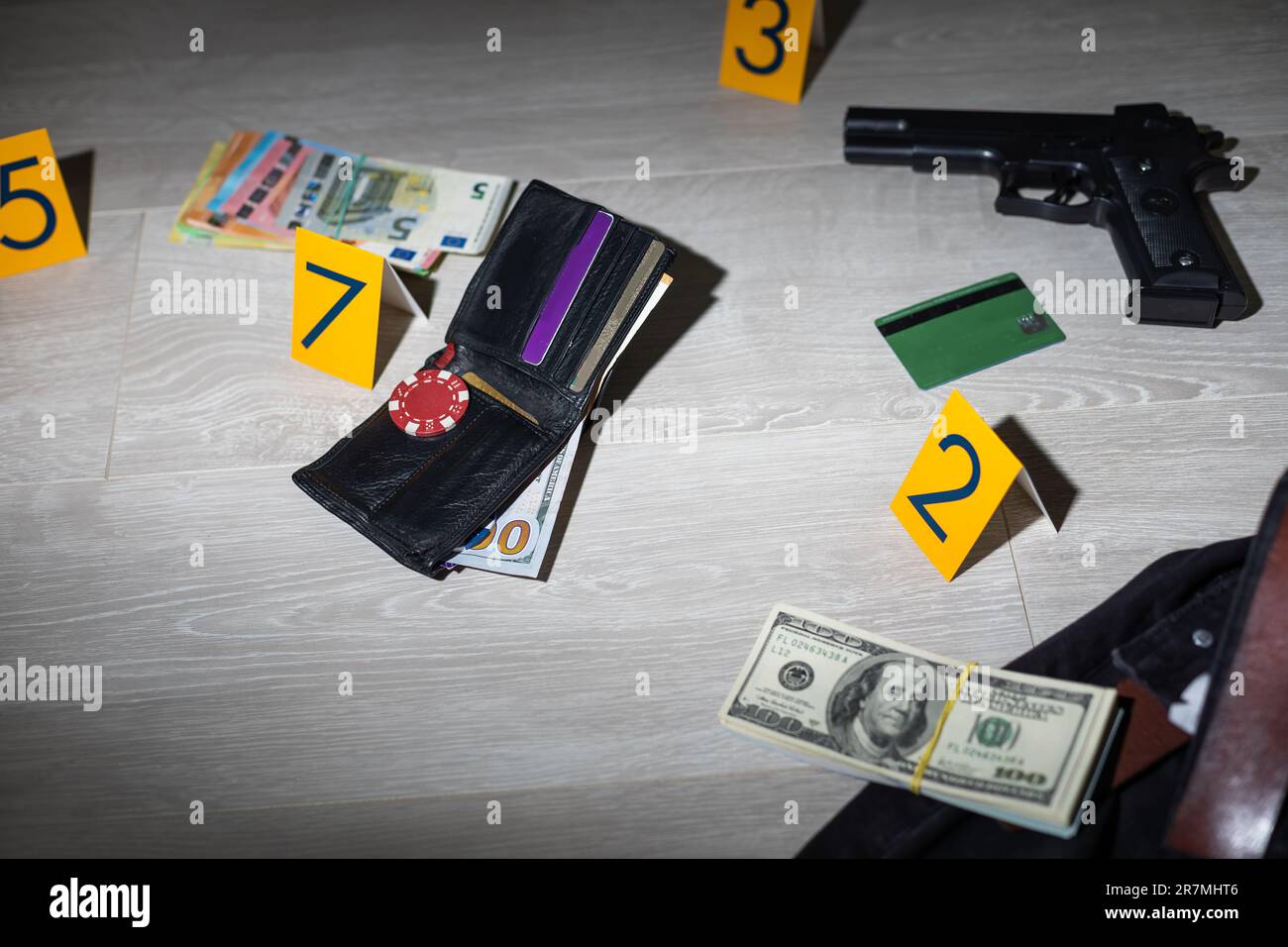 Evidence Chain of Custody Labels and brown paper bag with fingerprints ...