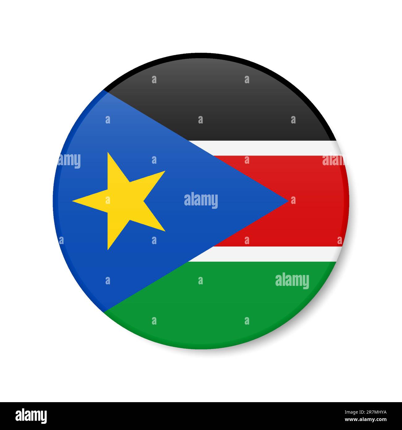South Sudan circle button icon. South Sudanese round badge flag with ...
