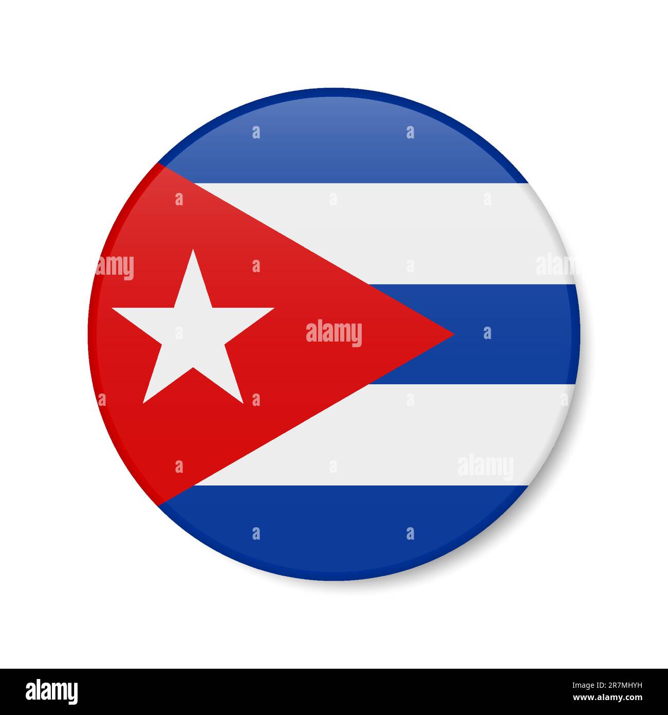 Cuba circle button icon. Cuban round badge flag with shadow. 3D realistic vector illustration ...
