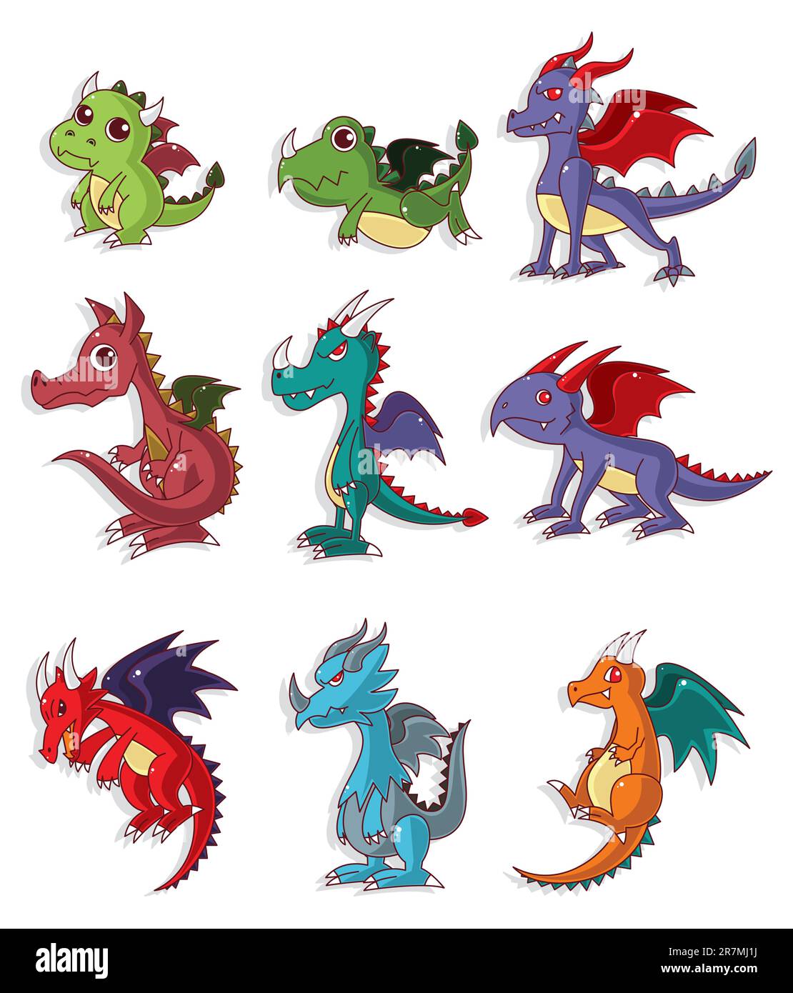 cartoon fire dragon icon set Stock Vector Image & Art - Alamy