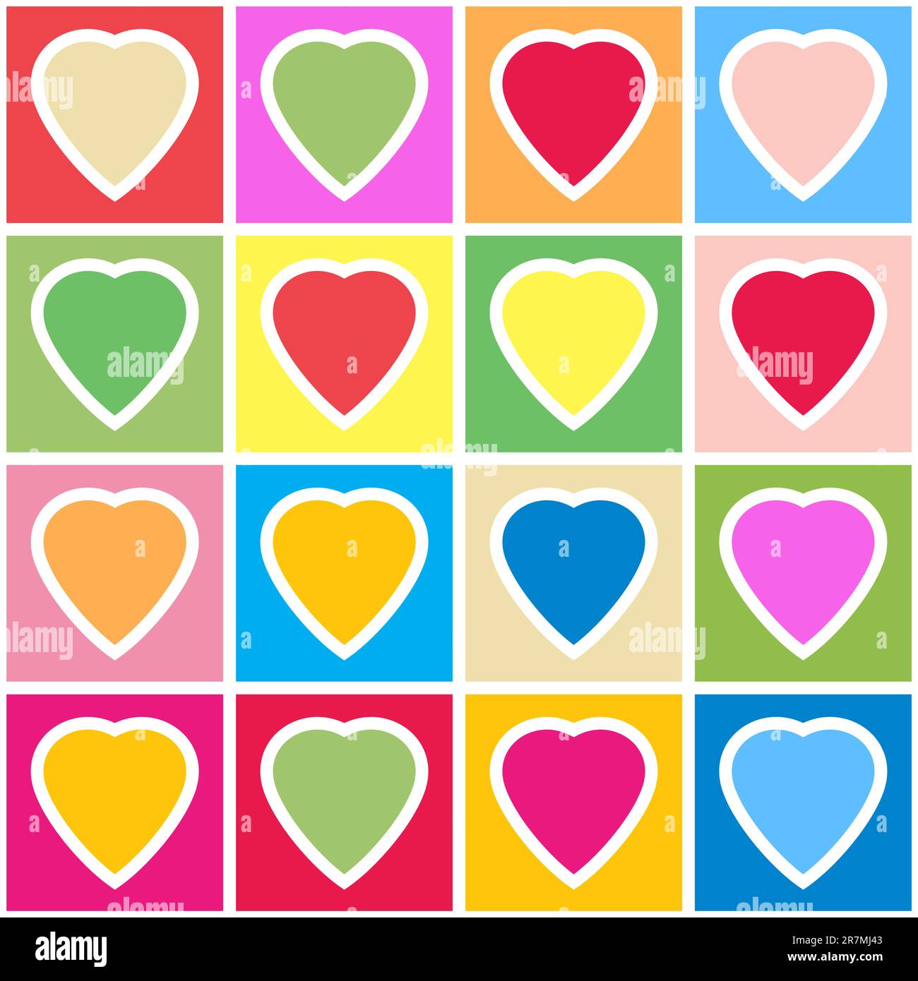 Valentine's day abstract background with multicolor hearts on grid ...