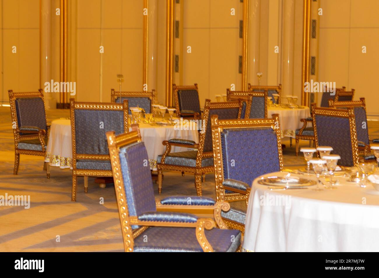 Shot of the luxurious dining hall Stock Photo - Alamy