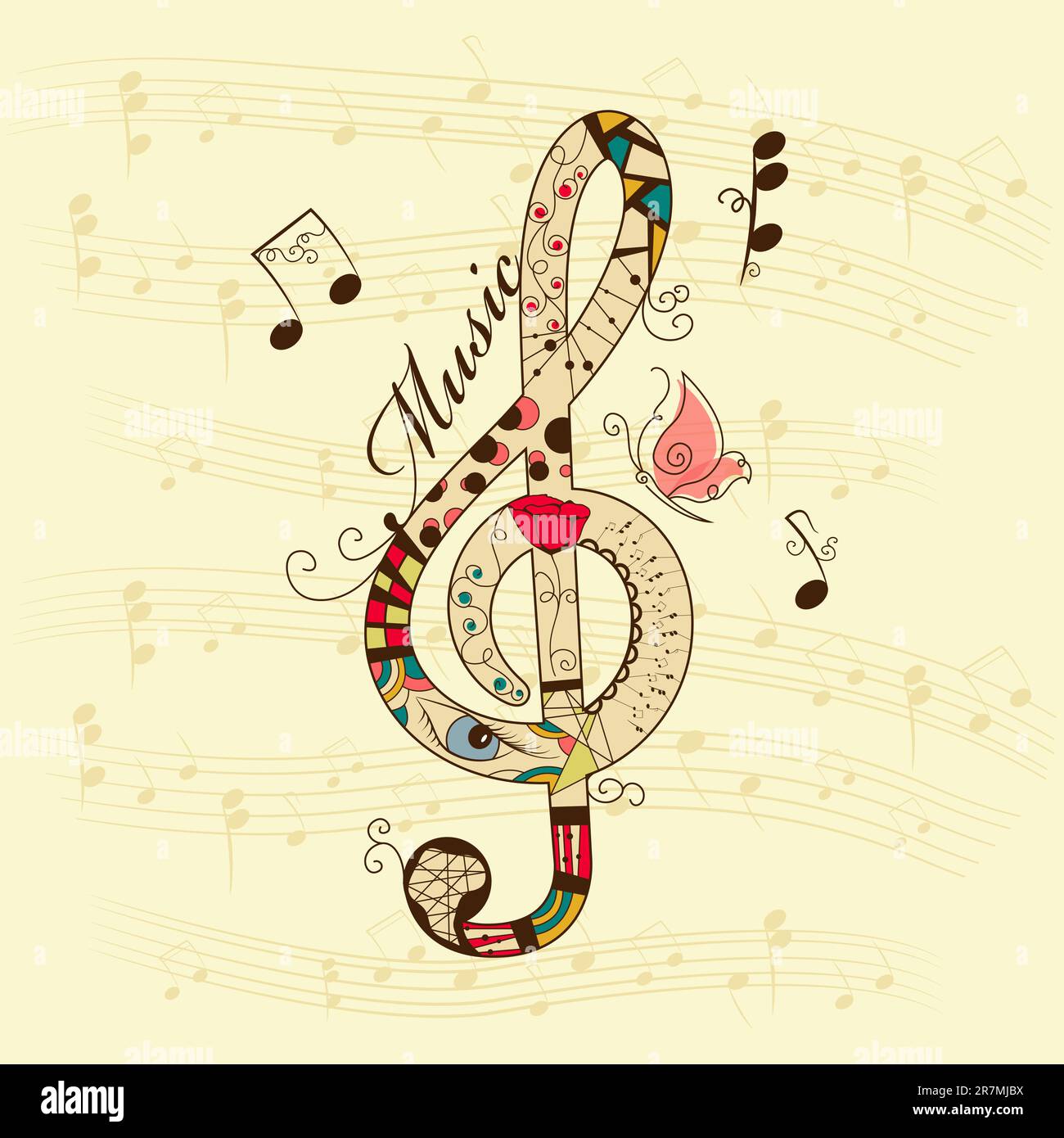 Vector musical background with treble clef Stock Vector Image & Art - Alamy