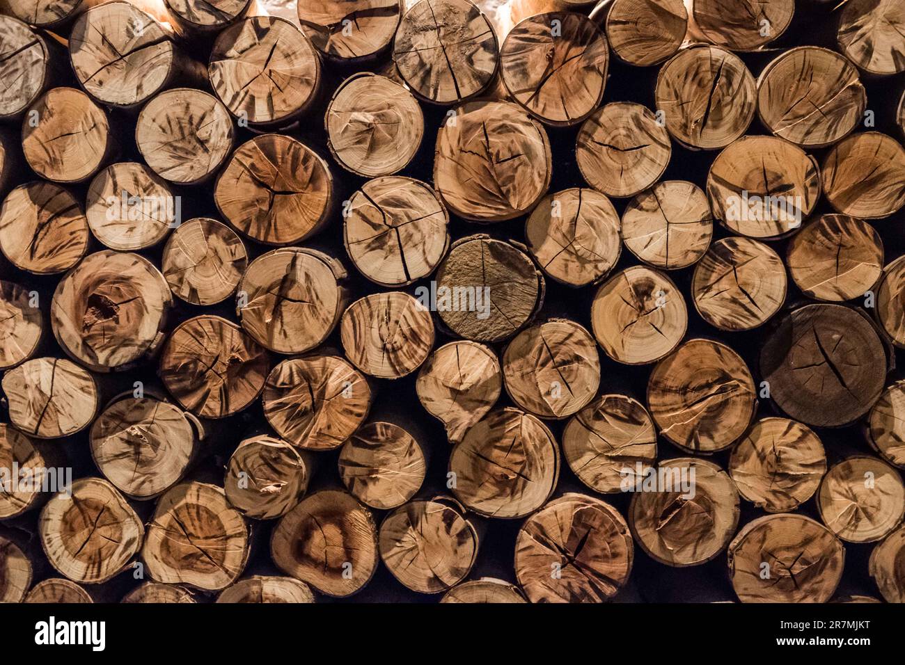background of wood logs, wood stack. In different shape and color Stock ...