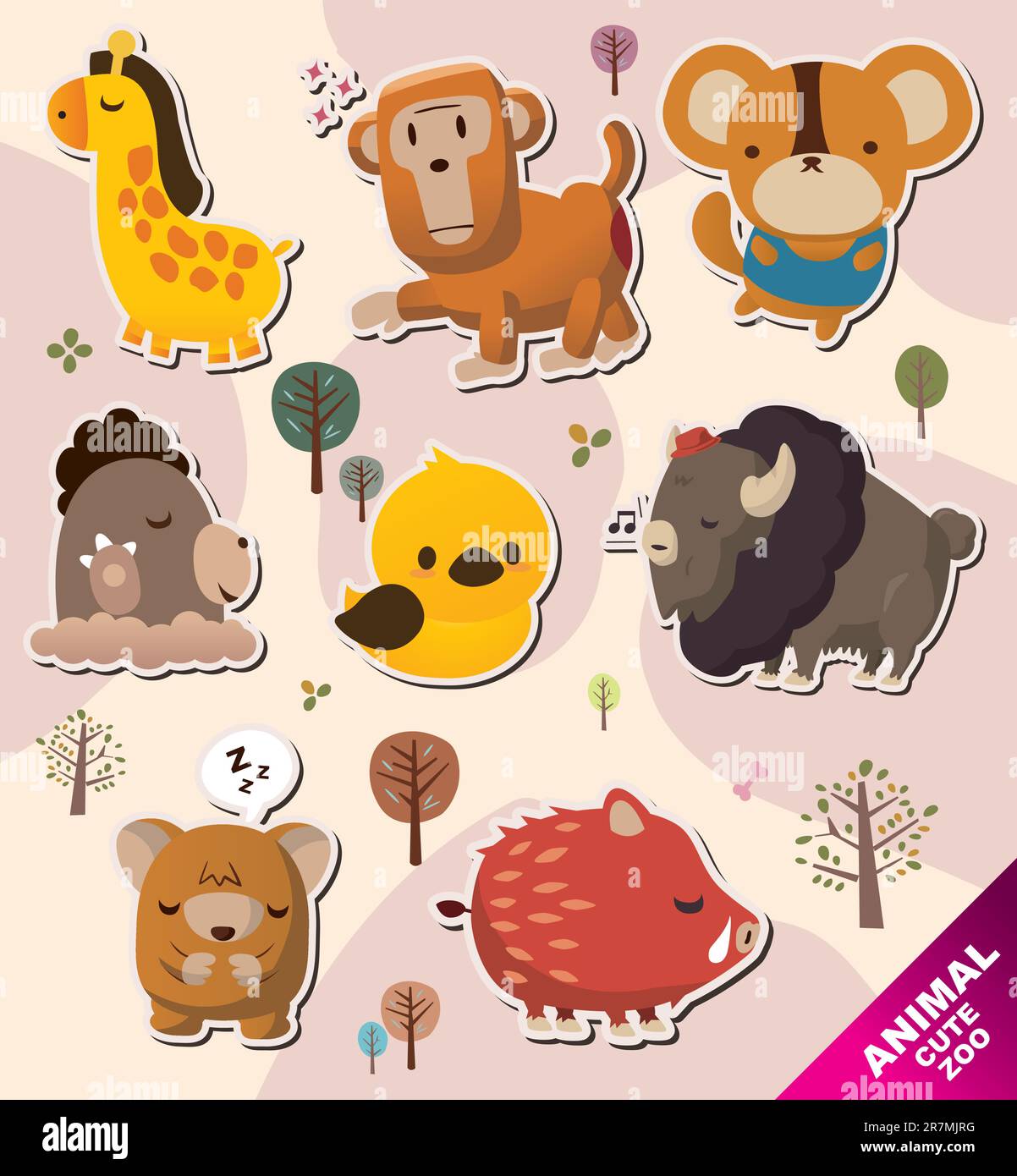 cartoon animal Stickers icons Stock Vector Image & Art - Alamy