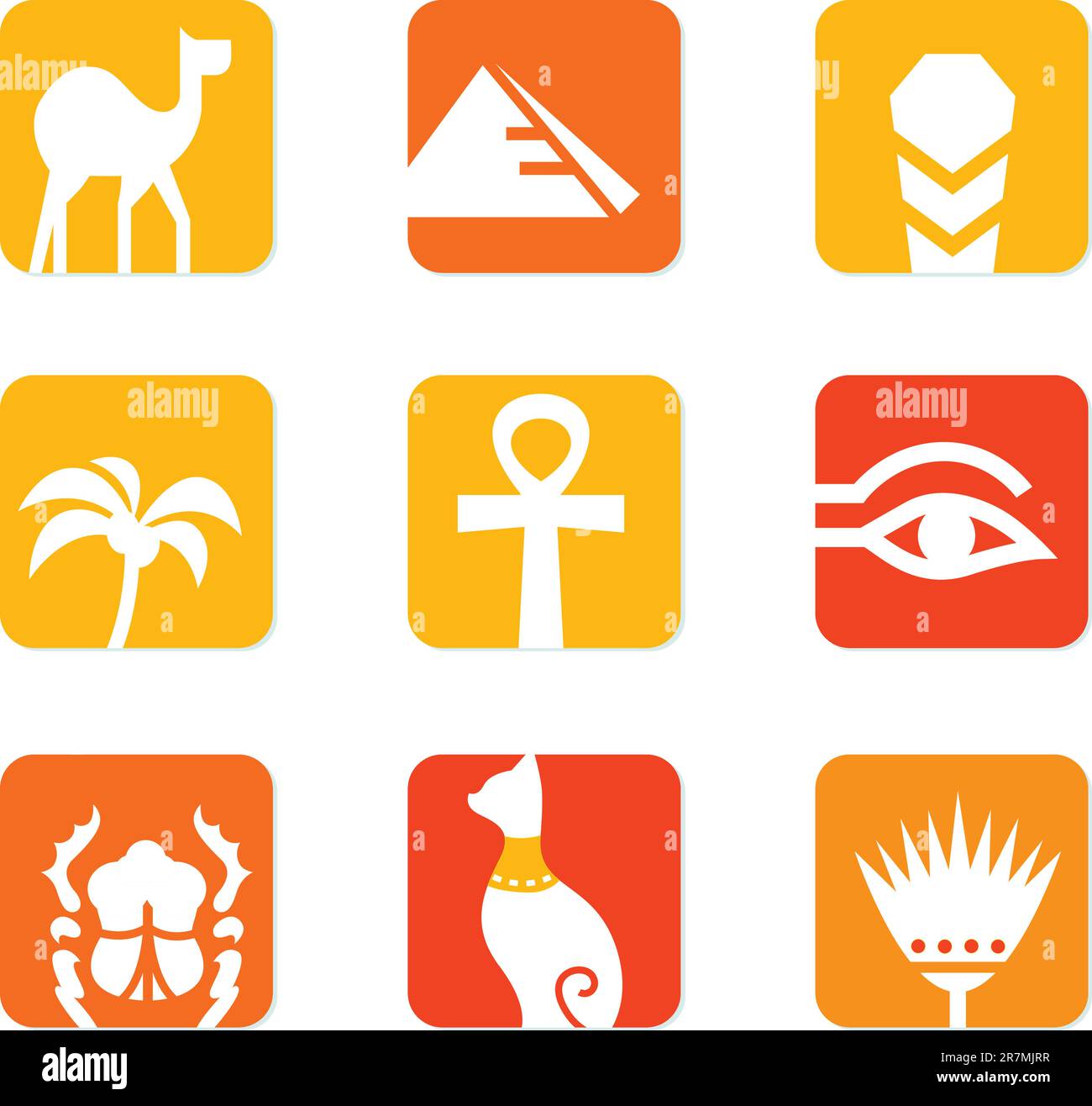 Vector collection of Egypt icons - pyramid, camel, scarab, anubis ...