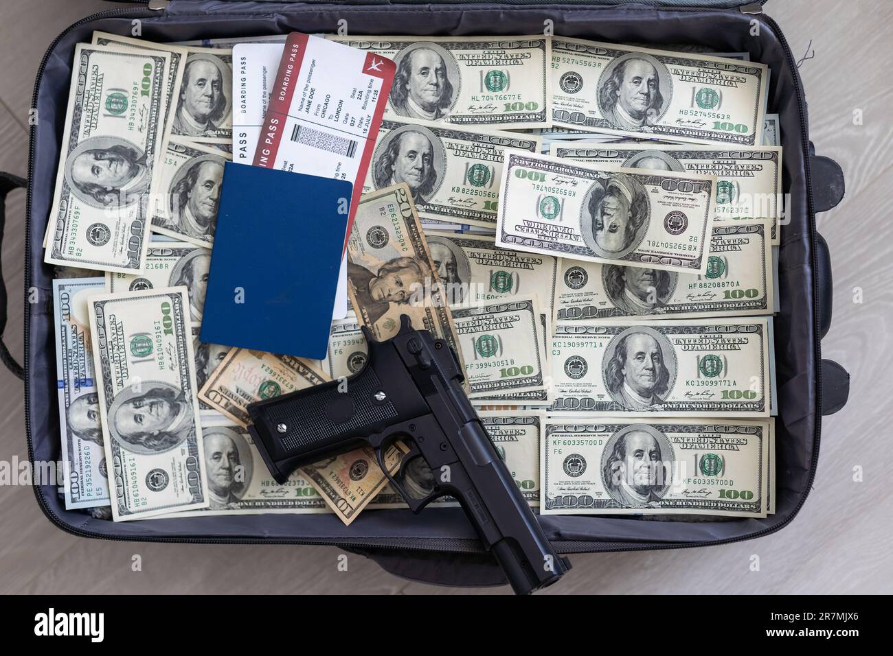 Open suitcase with one million dollars bills stacks Stock Photo - Alamy