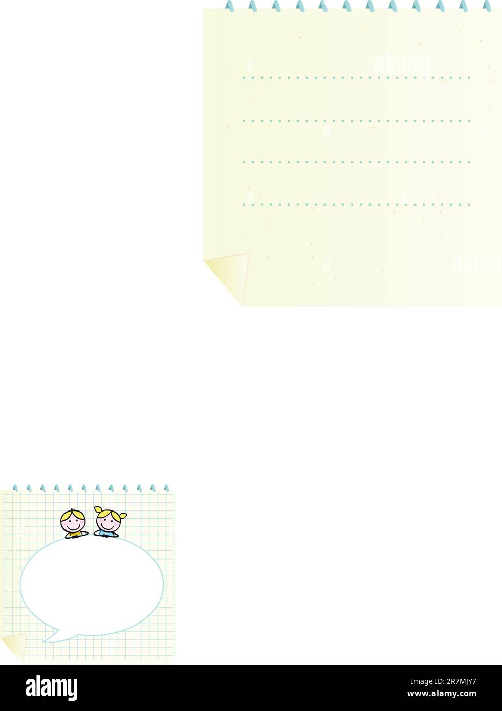 School cute kids isolate on grid Notepad. Vector Illustration in retro ...
