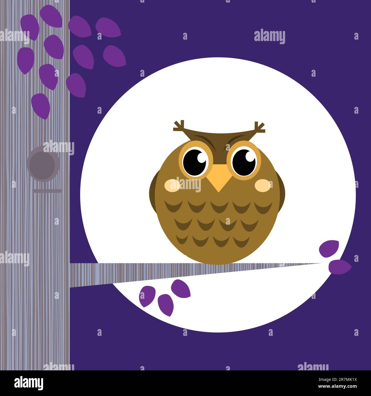 Halloween Owl during Midnight. Vector cartoon Illustration Stock Vector ...