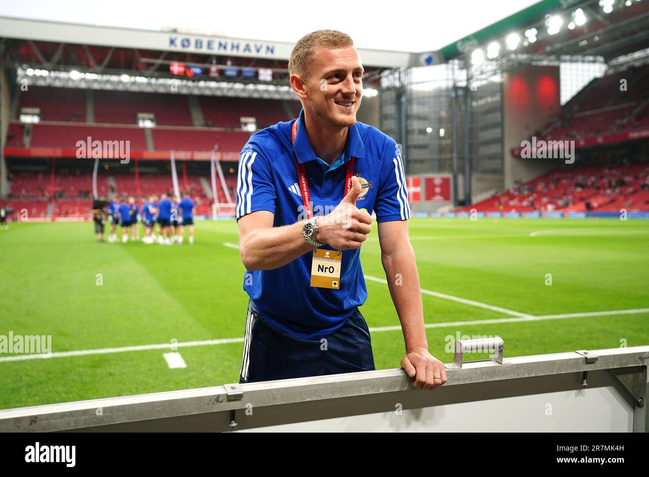 Northern Ireland's George Saville speaks to fans before the UEFA Euro ...