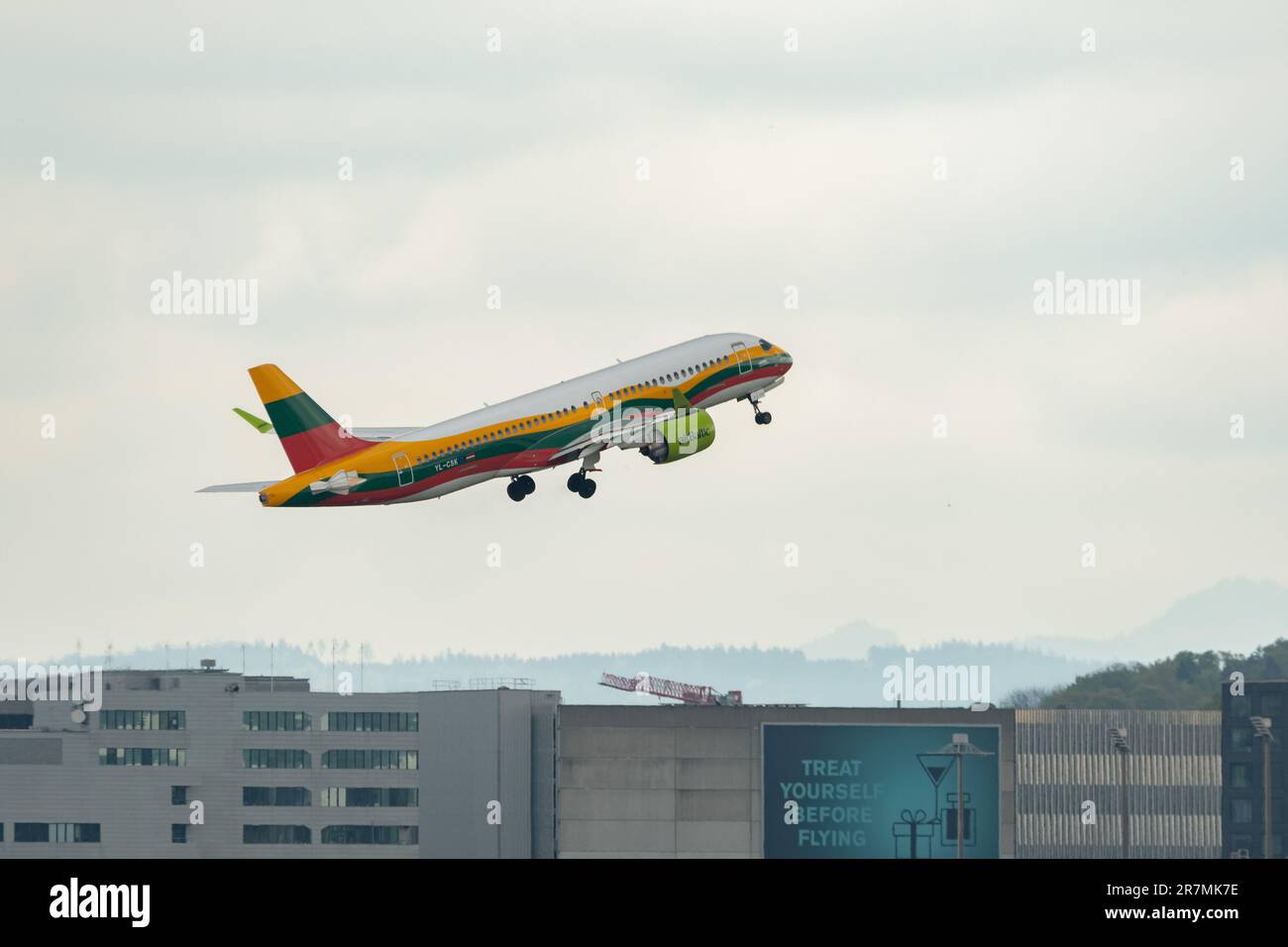 Zurich, Switzerland, May 2, 2023 YL-CSK Air Baltic Bombardier CS-300 or ...