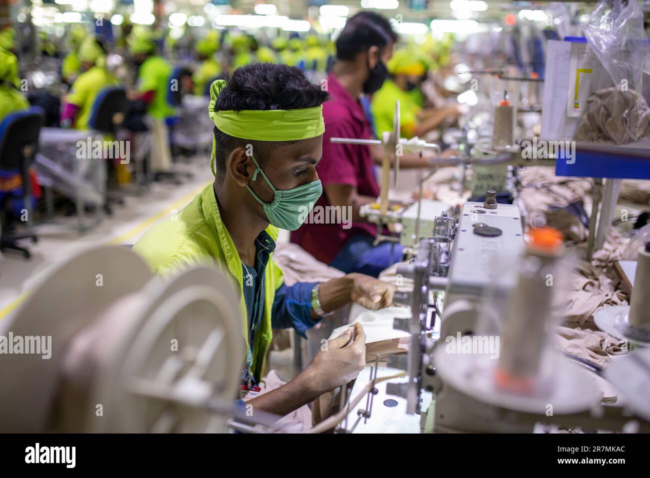 Ready-made garments (RMG) workers working in a LEED Certified Green Garment factory at Adamjee ...