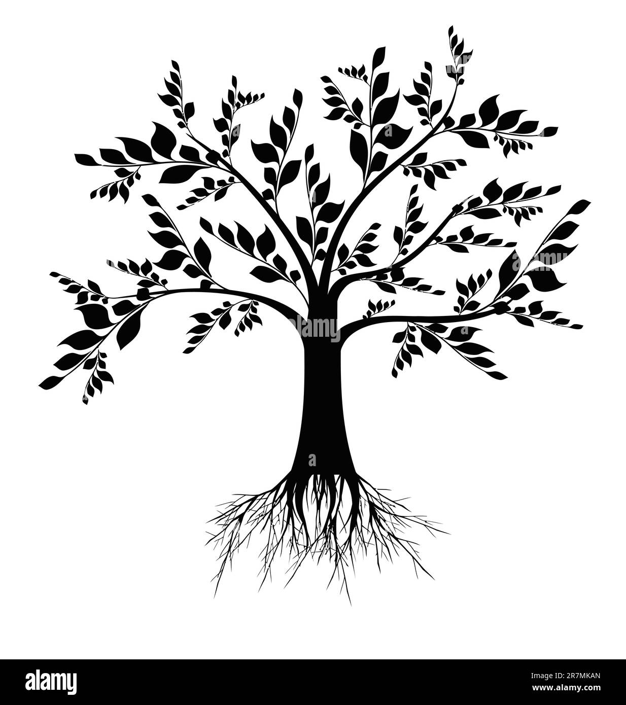 Beautiful art tree silhouette isolated on white background Stock Vector ...