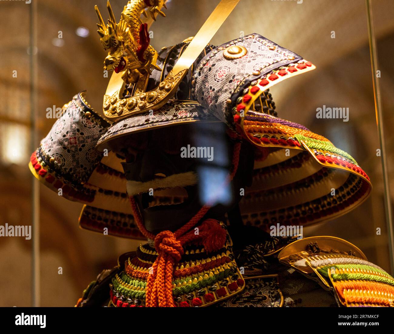 Shot of a samurai armour on display of the museum Stock Photo - Alamy