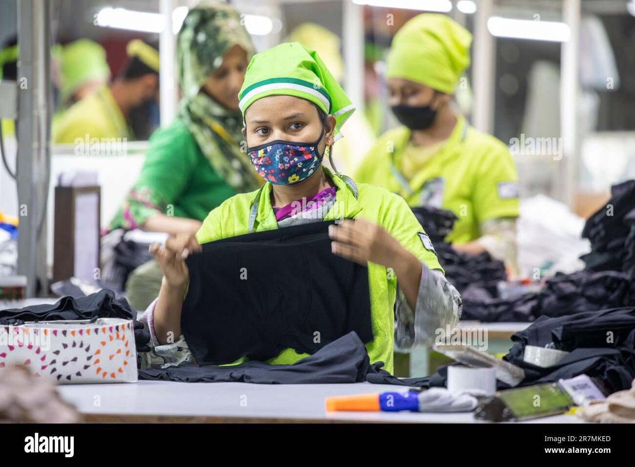 Ready-made garments (RMG) workers working in a LEED Certified Green Garment factory at Adamjee ...