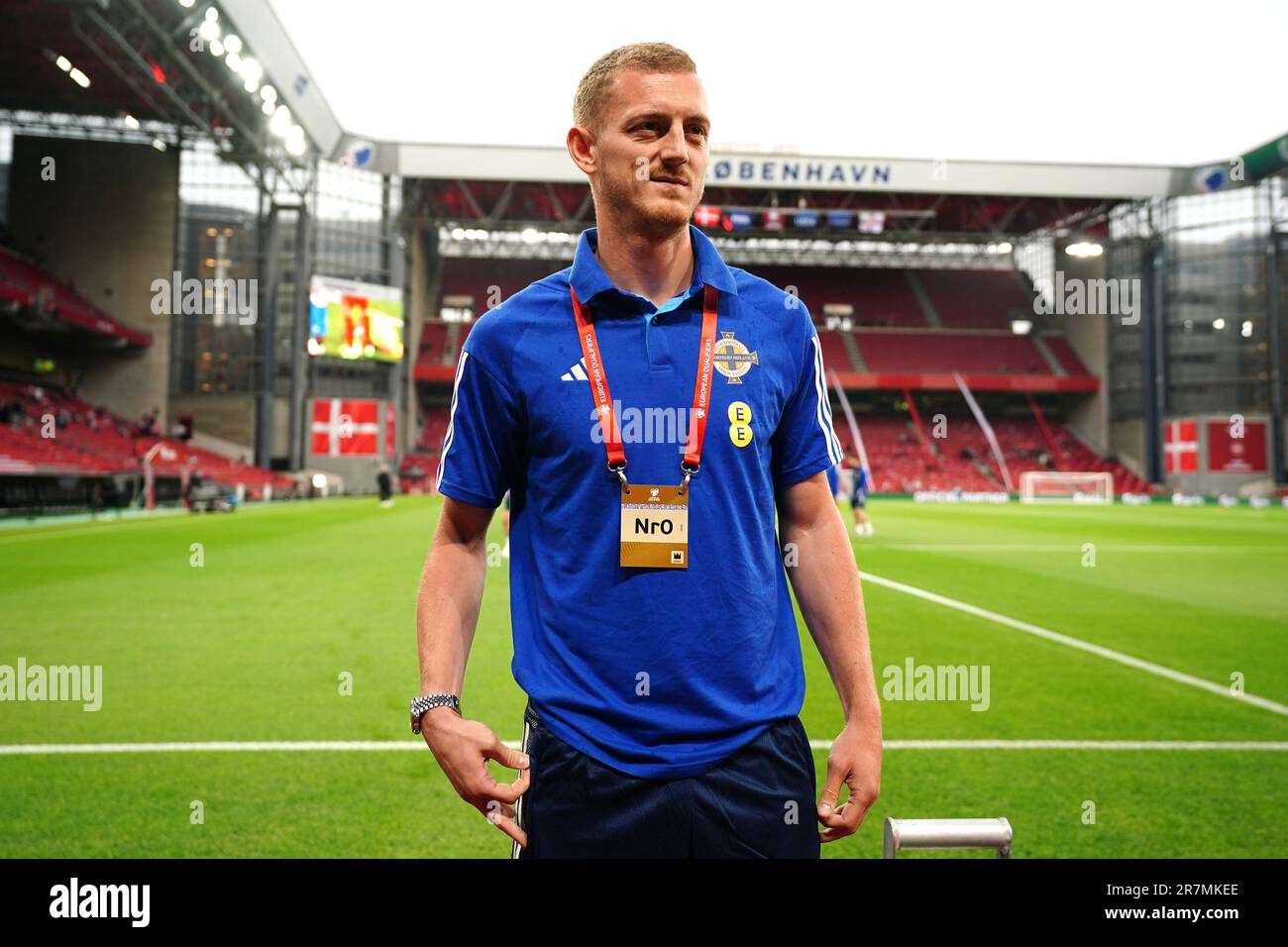 Northern Ireland's George Saville speaks to fans before the UEFA Euro ...