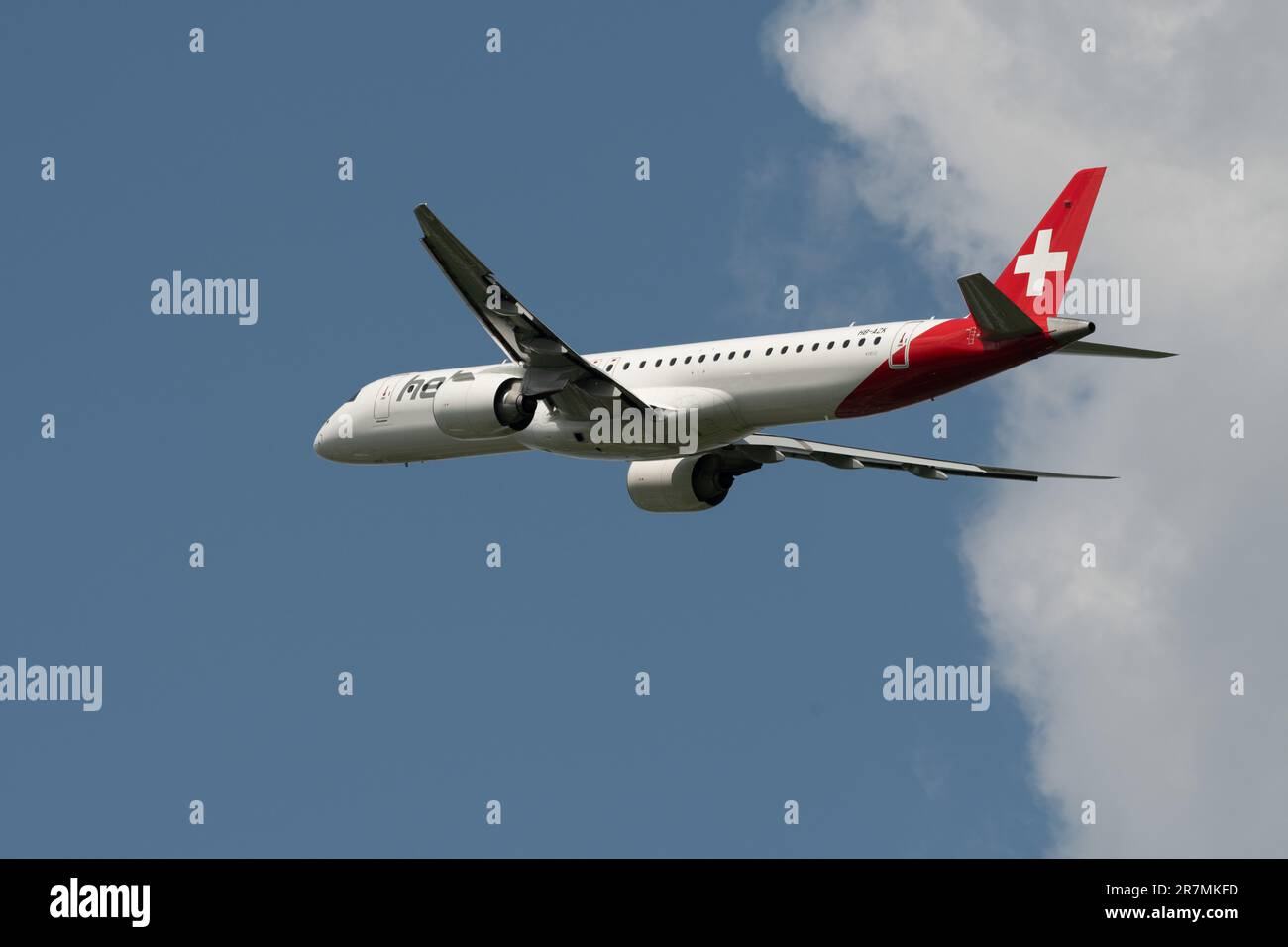 Zurich, Switzerland, May 2, 2023 HB-AZK Helvetic Airways Embraer E195 ...
