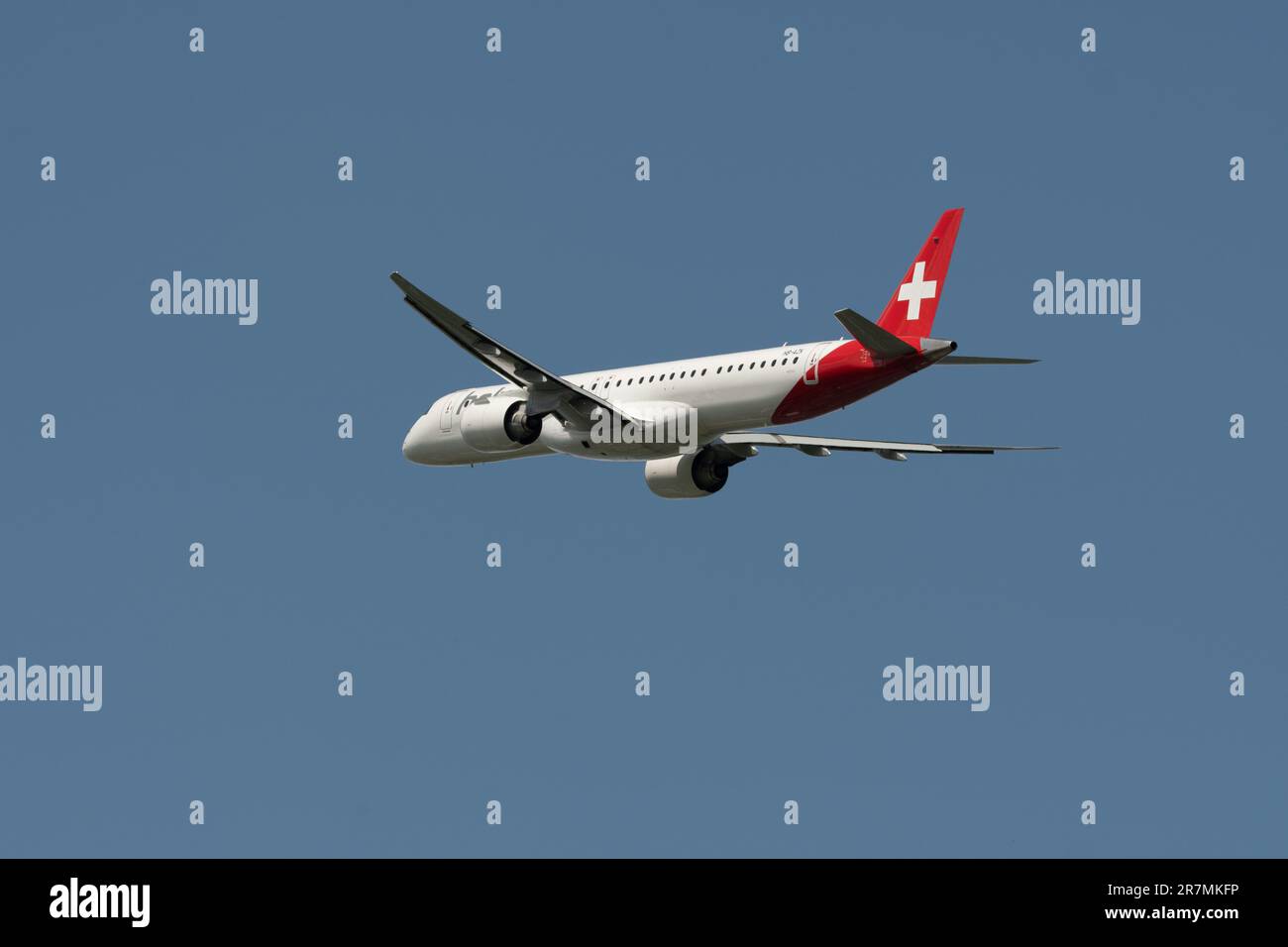Zurich, Switzerland, May 2, 2023 HB-AZK Helvetic Airways Embraer E195 ...