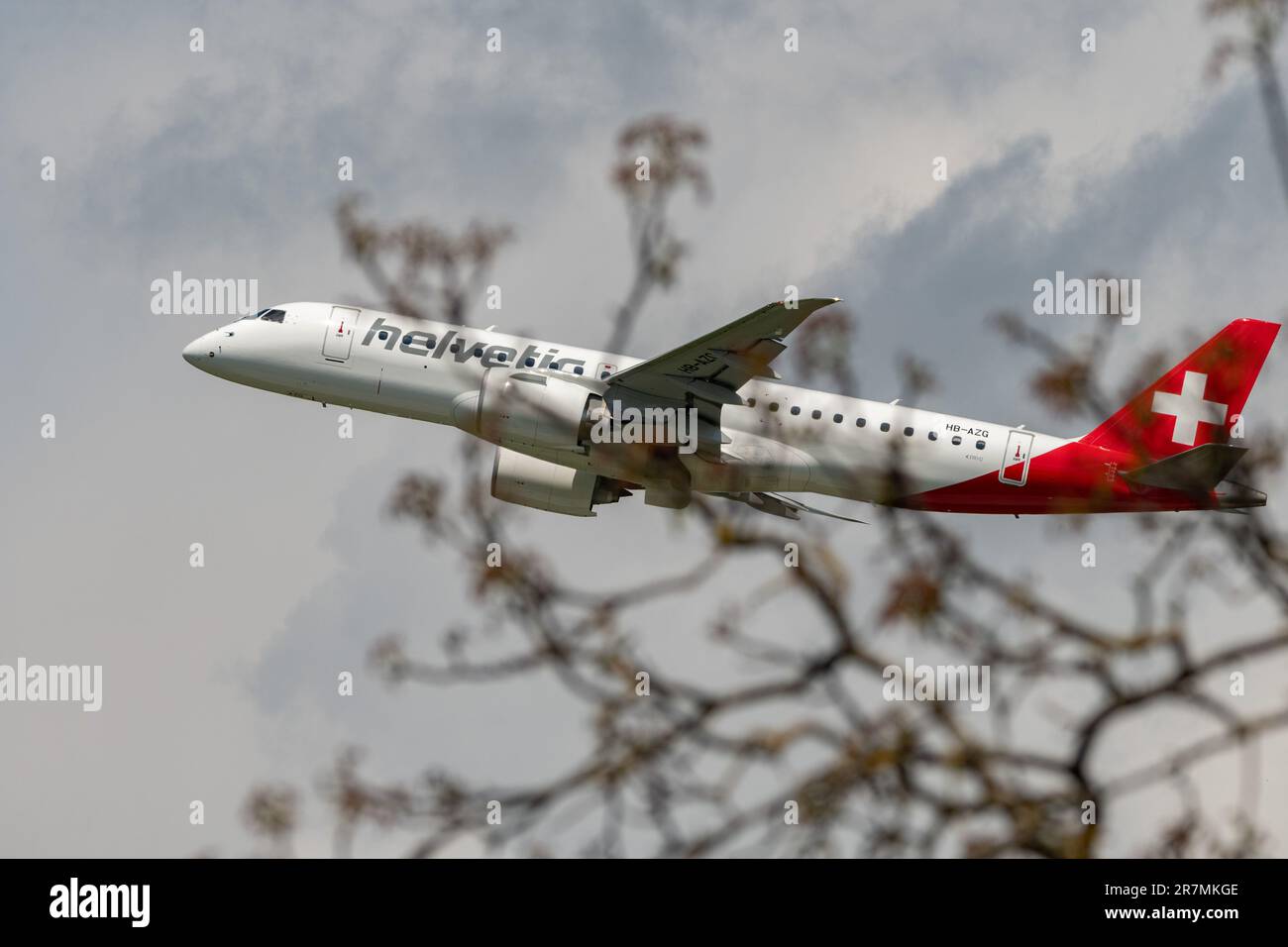 Zurich, Switzerland, May 2, 2023 HB-AZG Helvetic Airways Embraer E190 ...