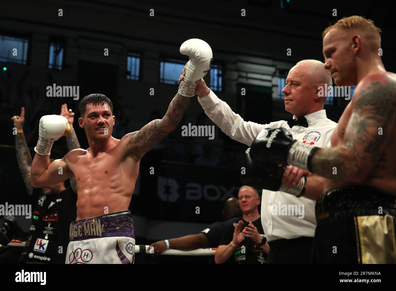 Sam Gilley (left) celebrates beating Ellis Corrie in their Welterweight ...