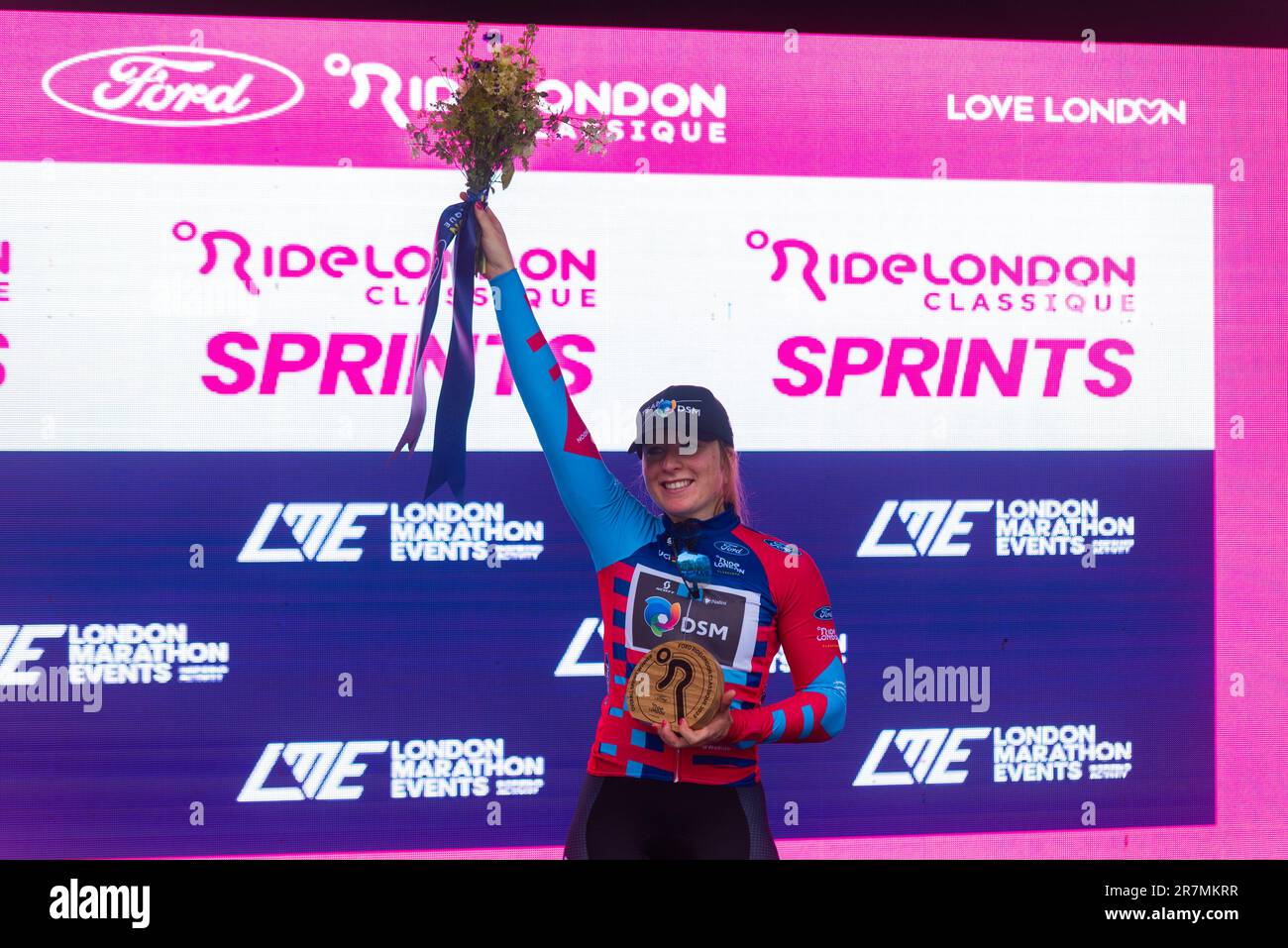 Sprints winner Charlotte Kool of Team DSM celebrating at the Classique ...