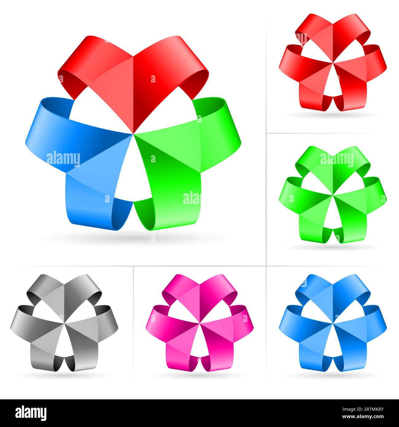 Set of ribbon number seven on a white background for design Stock ...