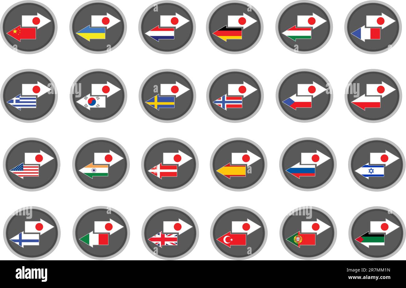 Japanese translation icons with flag arrows Stock Vector Image & Art ...