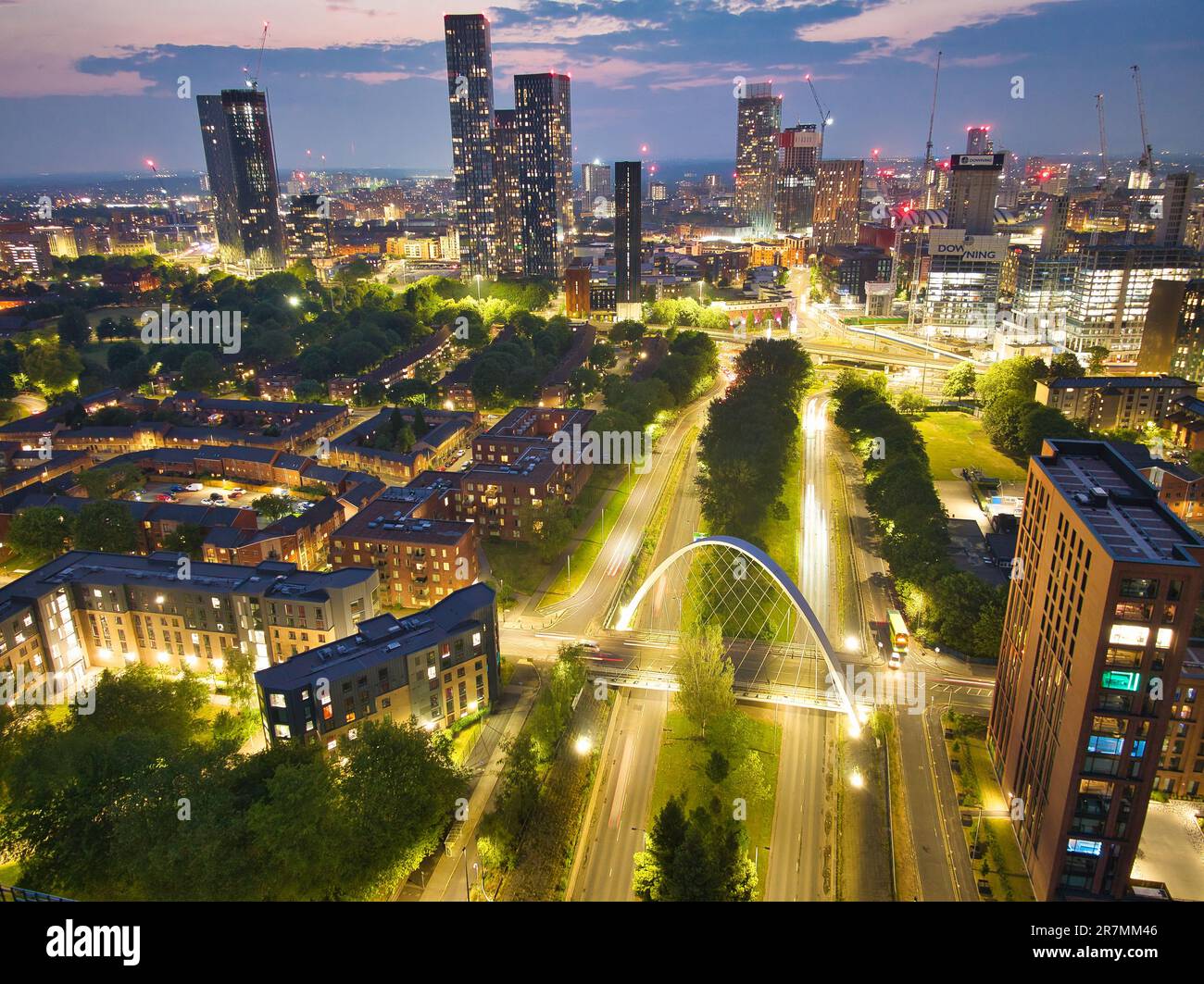 Manchester Skyline after the sunset Stock Photo - Alamy