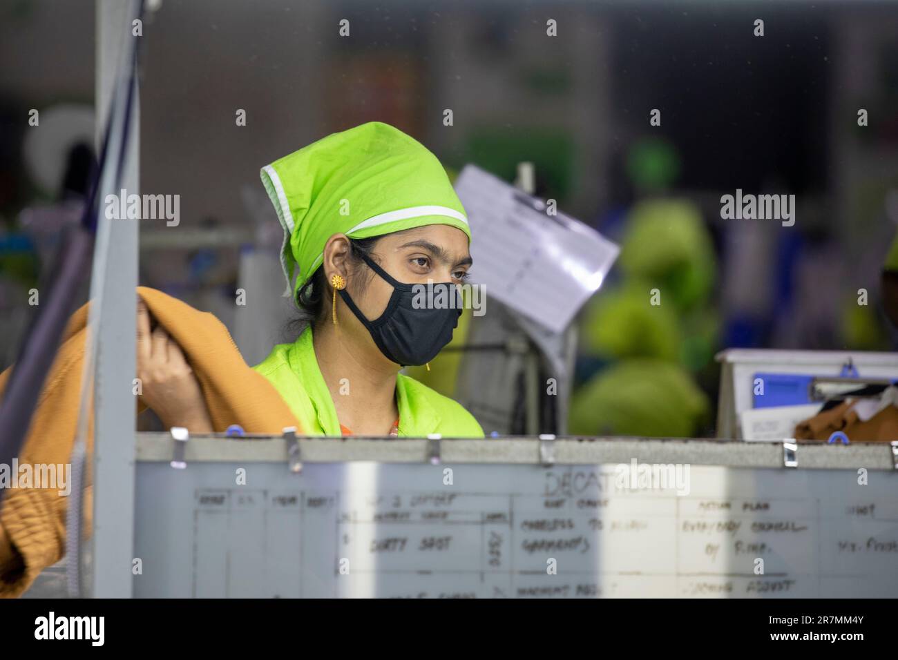 A ready-made garments (RMG) worker working in a LEED Certified Green Garment factory at Adamjee ...