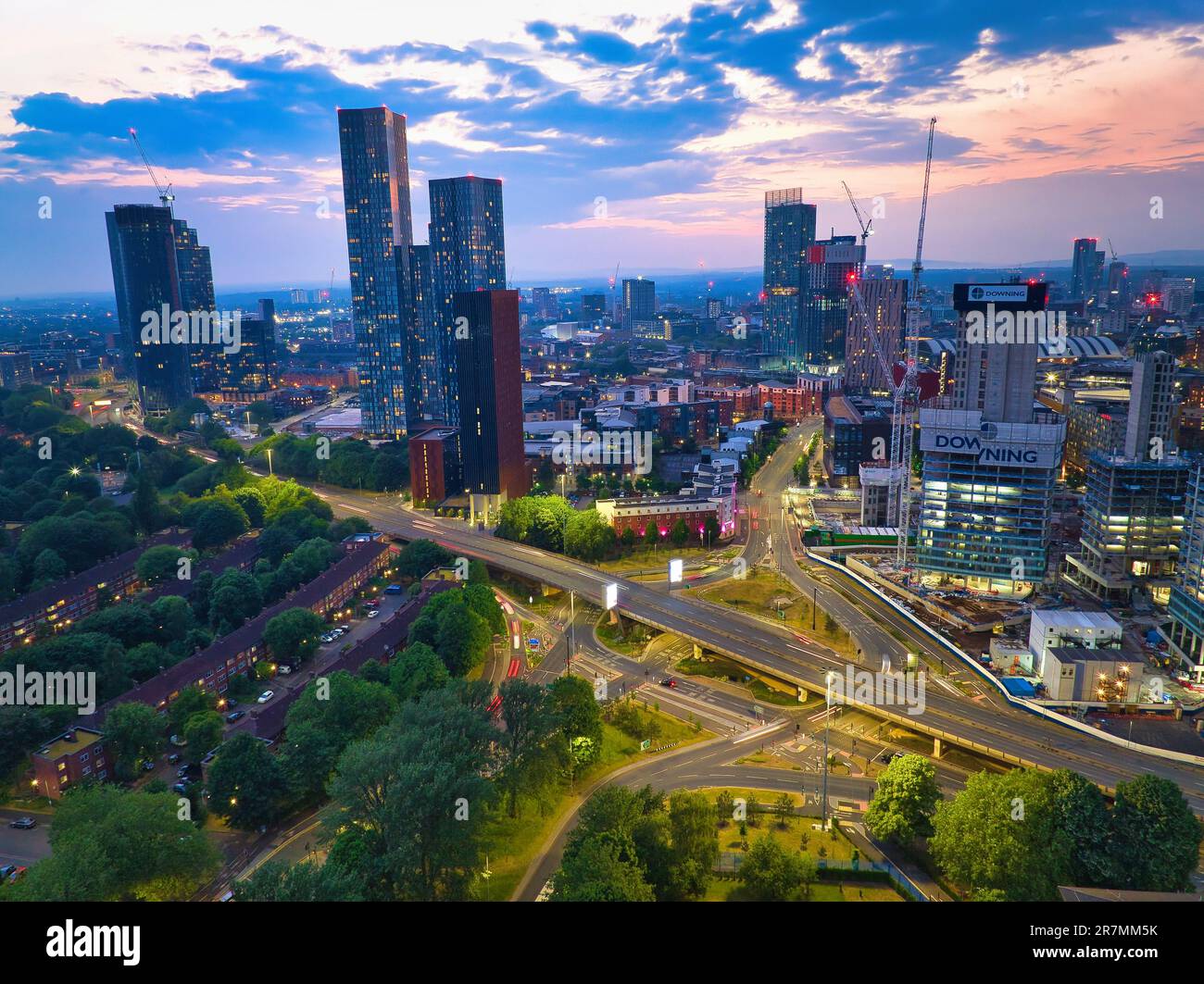 Manchester Skyline after the sunset Stock Photo - Alamy