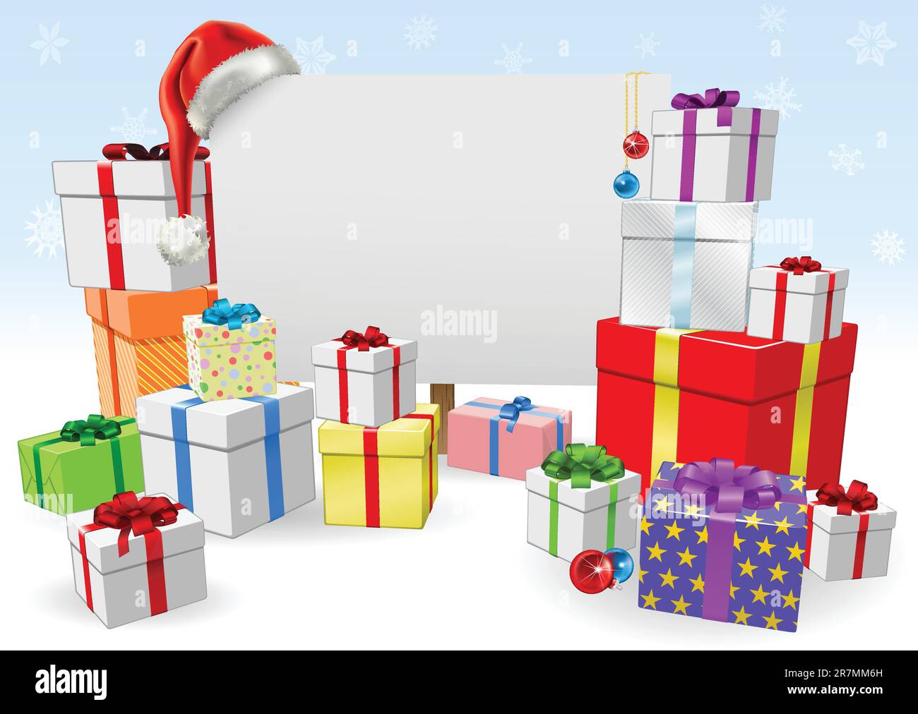 Christmas sign and presents background with copyspace for your message ...