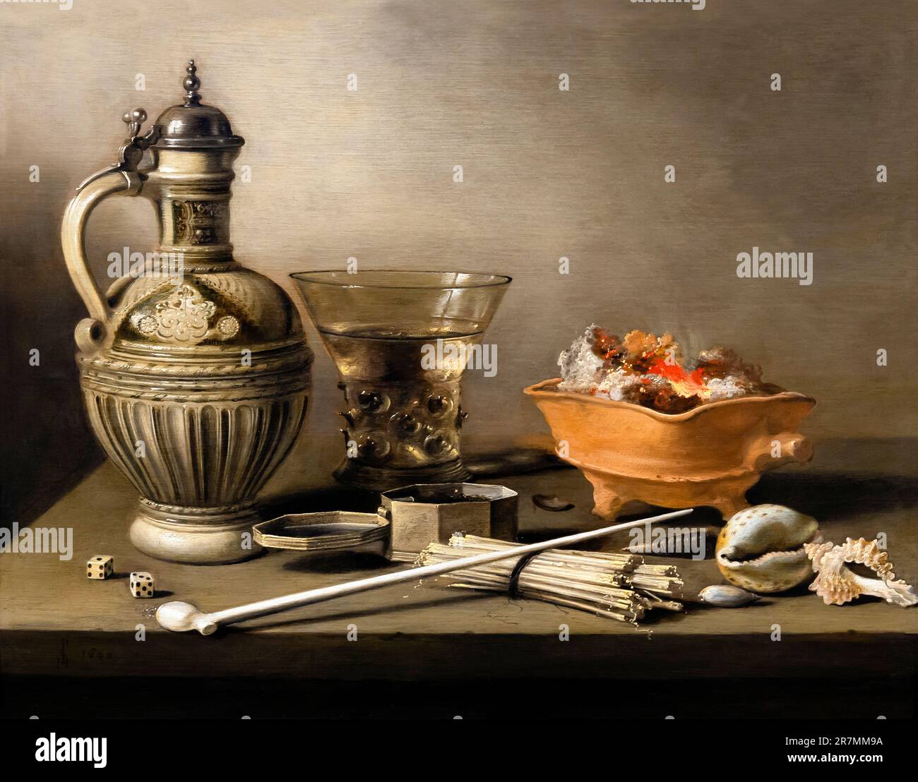 Still Life with a Stoneware Jug, Berkemeyer and Smoking Utensils ...