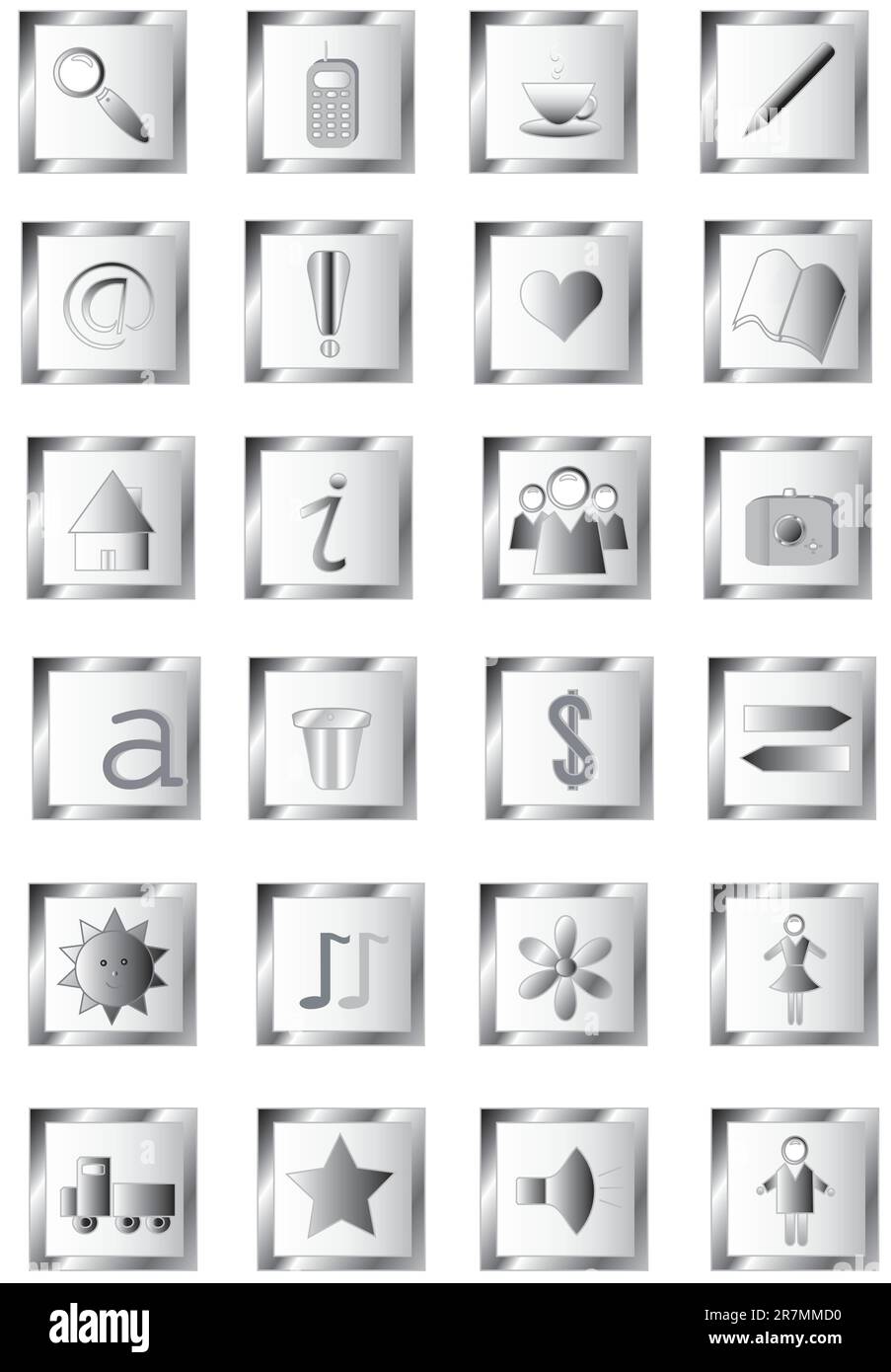 Shiny gray set buttons, objects hand-drawing, vector format Stock ...