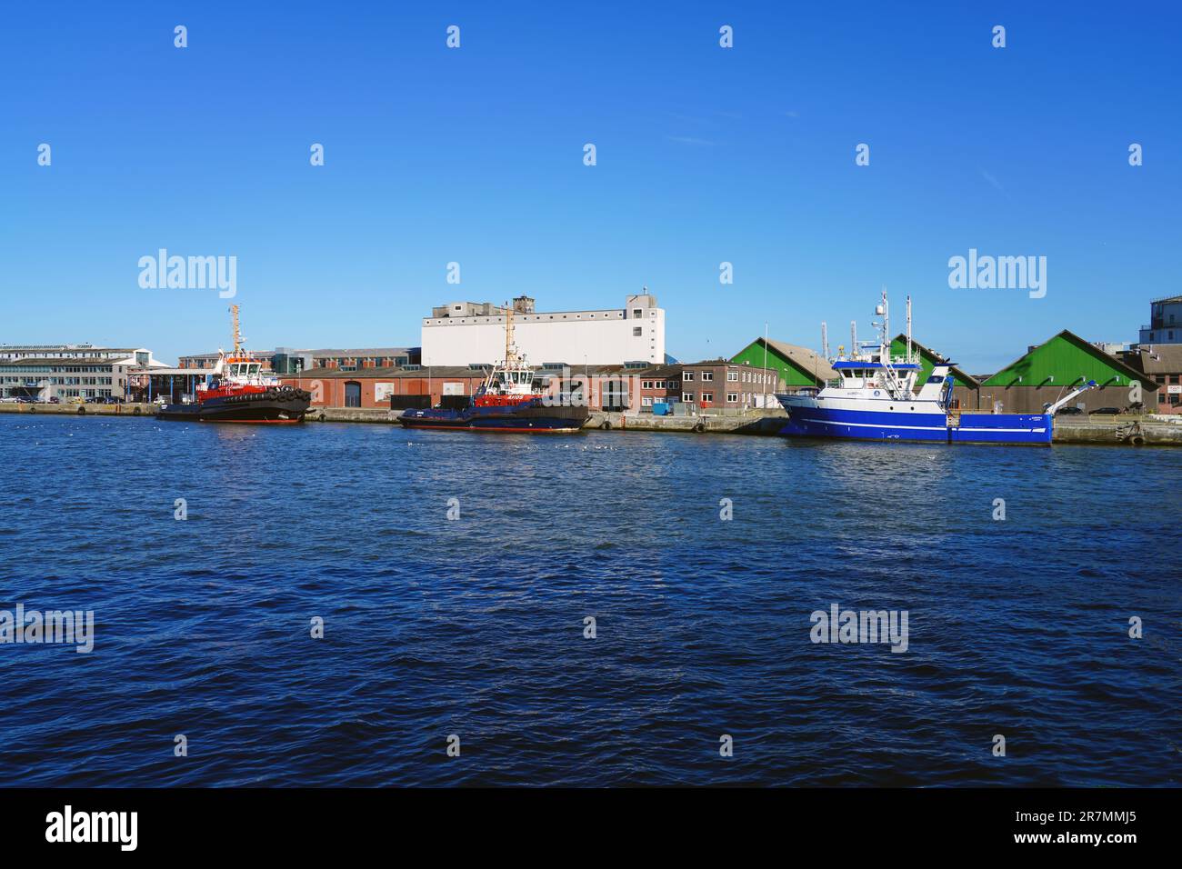 AARHUS, DENMARK -25 AUG 2022- View of the port of Aarhus, the second ...